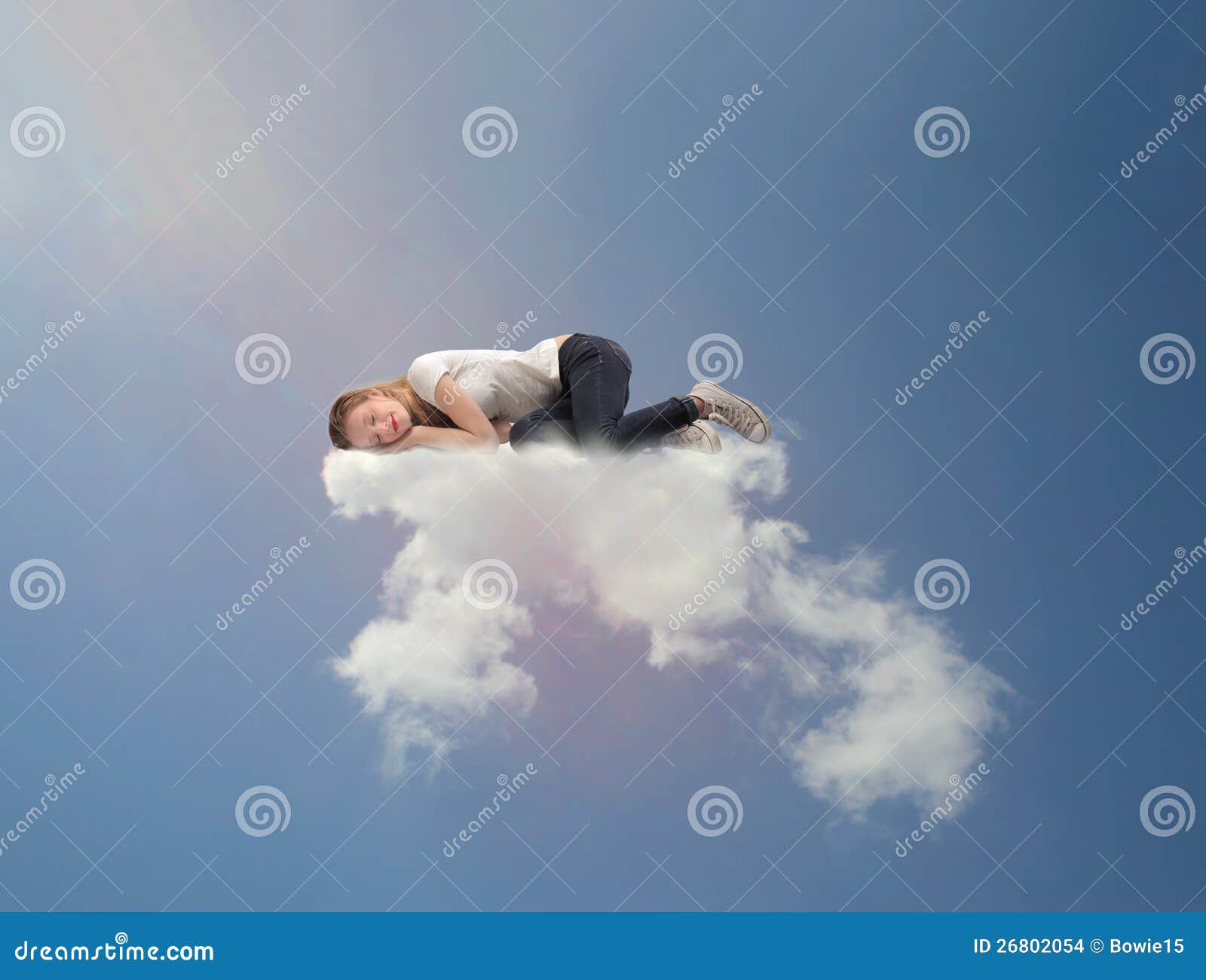 Girl Sleeping on a Cloud stock photo. Image of concept - 26802054