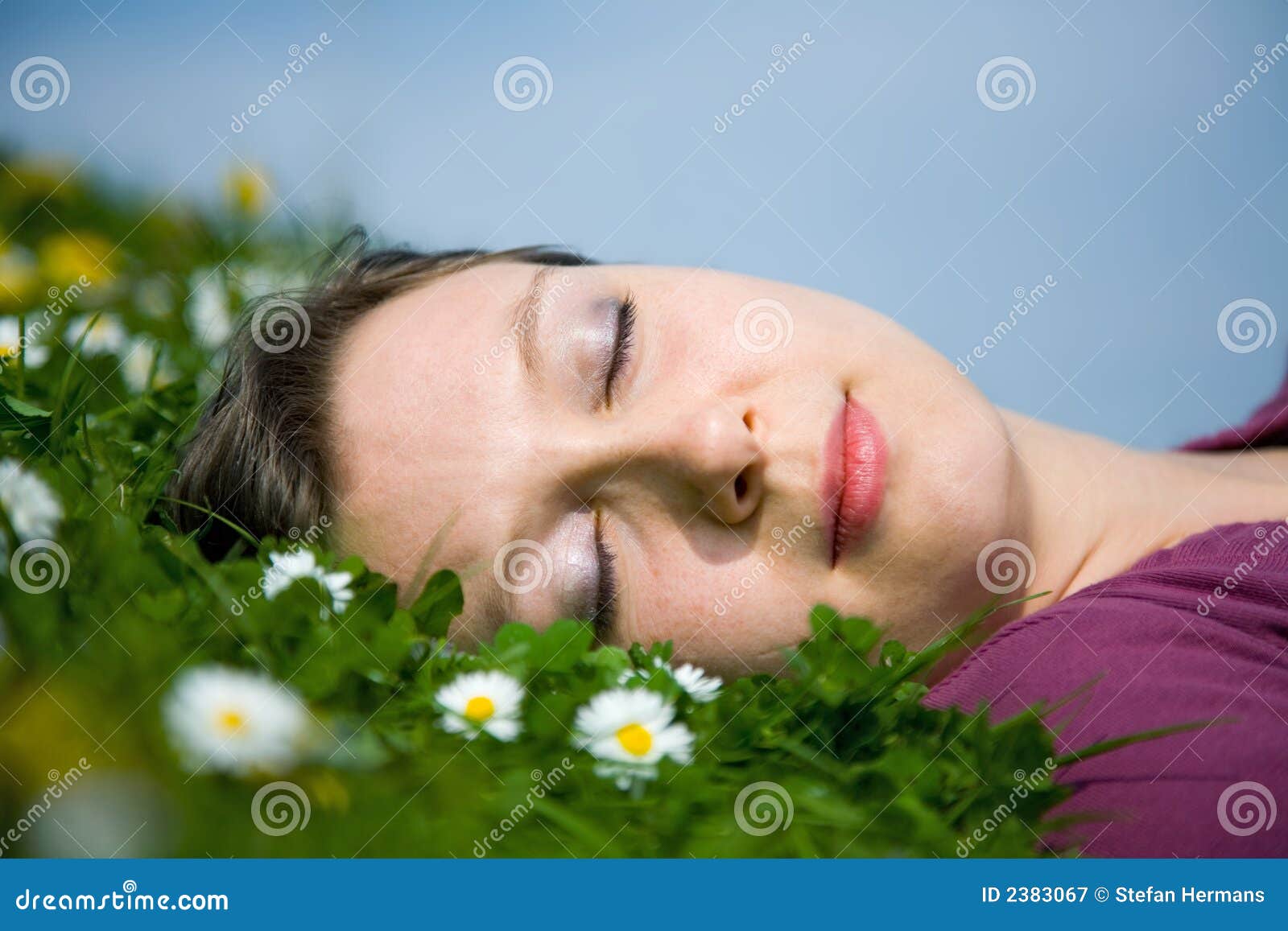 Girl sleeping in the grass stock image. Image of human - 2383067