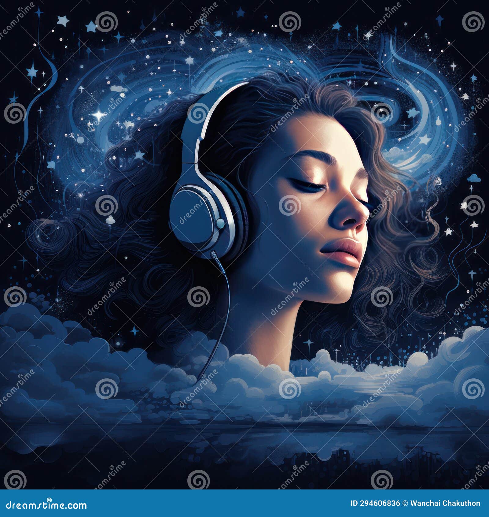 Girl Sleeping with Headphones on, Ambient Chill Music, Music Notes ... Girl Sleeping with Headphones on, Ambient Chill Music, Music Notes ...