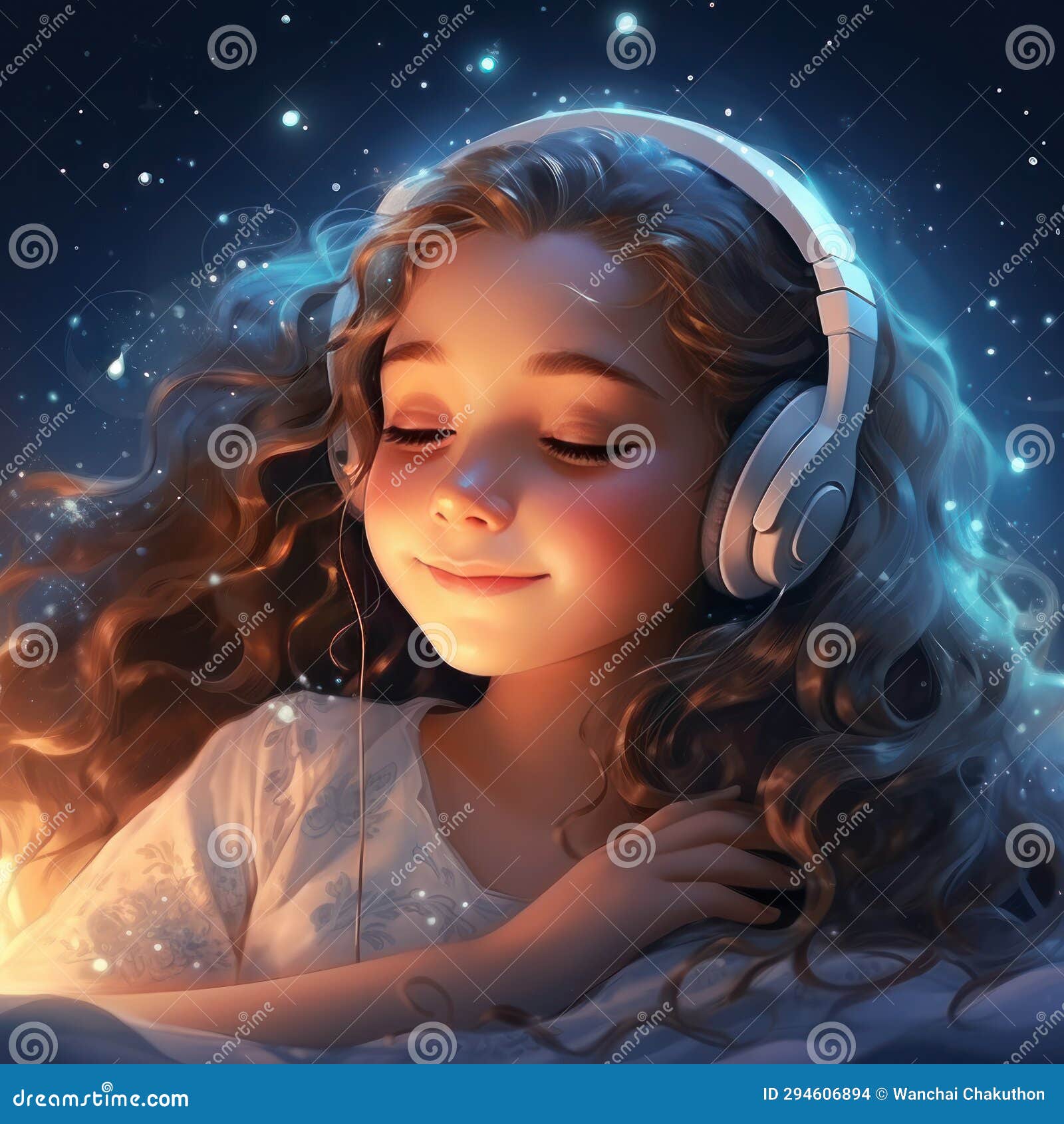 Girl Sleeping with Headphones on, Ambient Chill Music, Music Notes ... Girl Sleeping with Headphones on, Ambient Chill Music, Music Notes ...