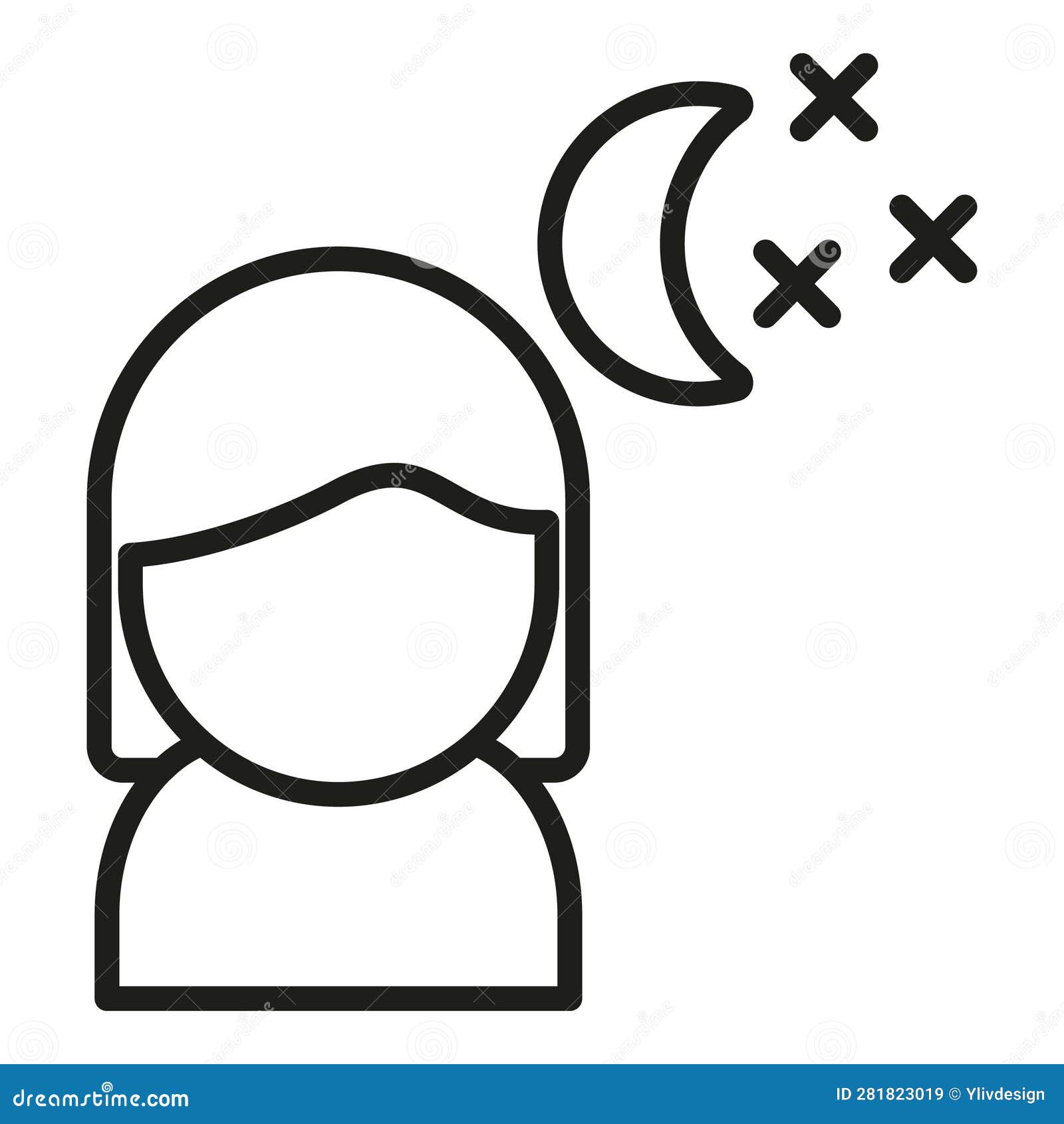 Girl Sleeping Icon Outline Vector. Sleep Problem Stock Vector ...