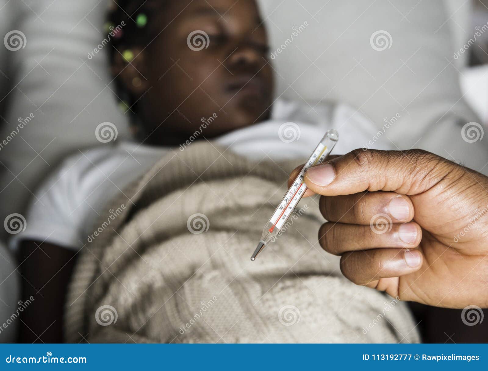 Girl Sleeping with Sickness on the Bed Stock Image - Image of family ...