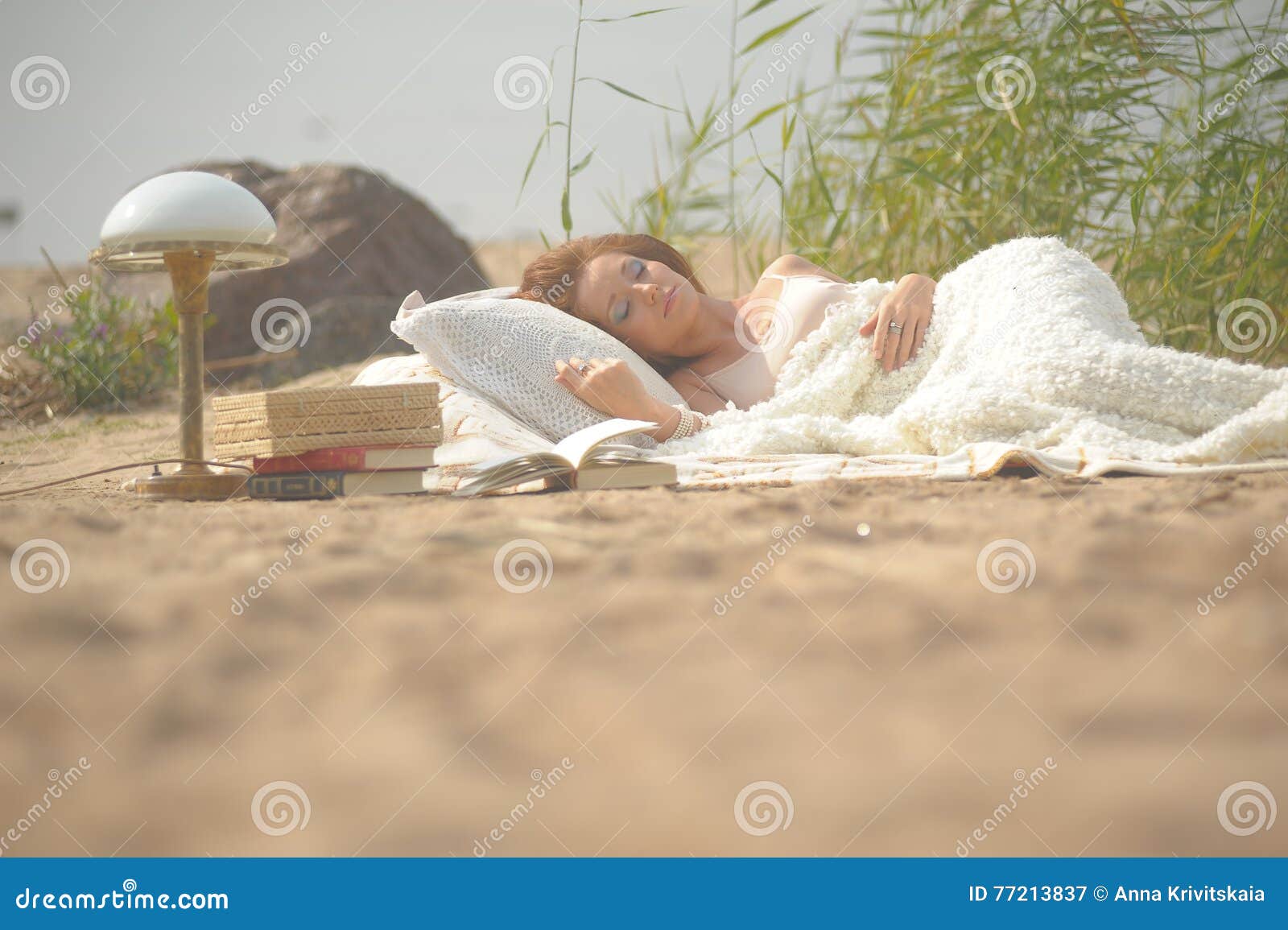 Girl sleeps in the summer stock image. Image of grass - 77213837