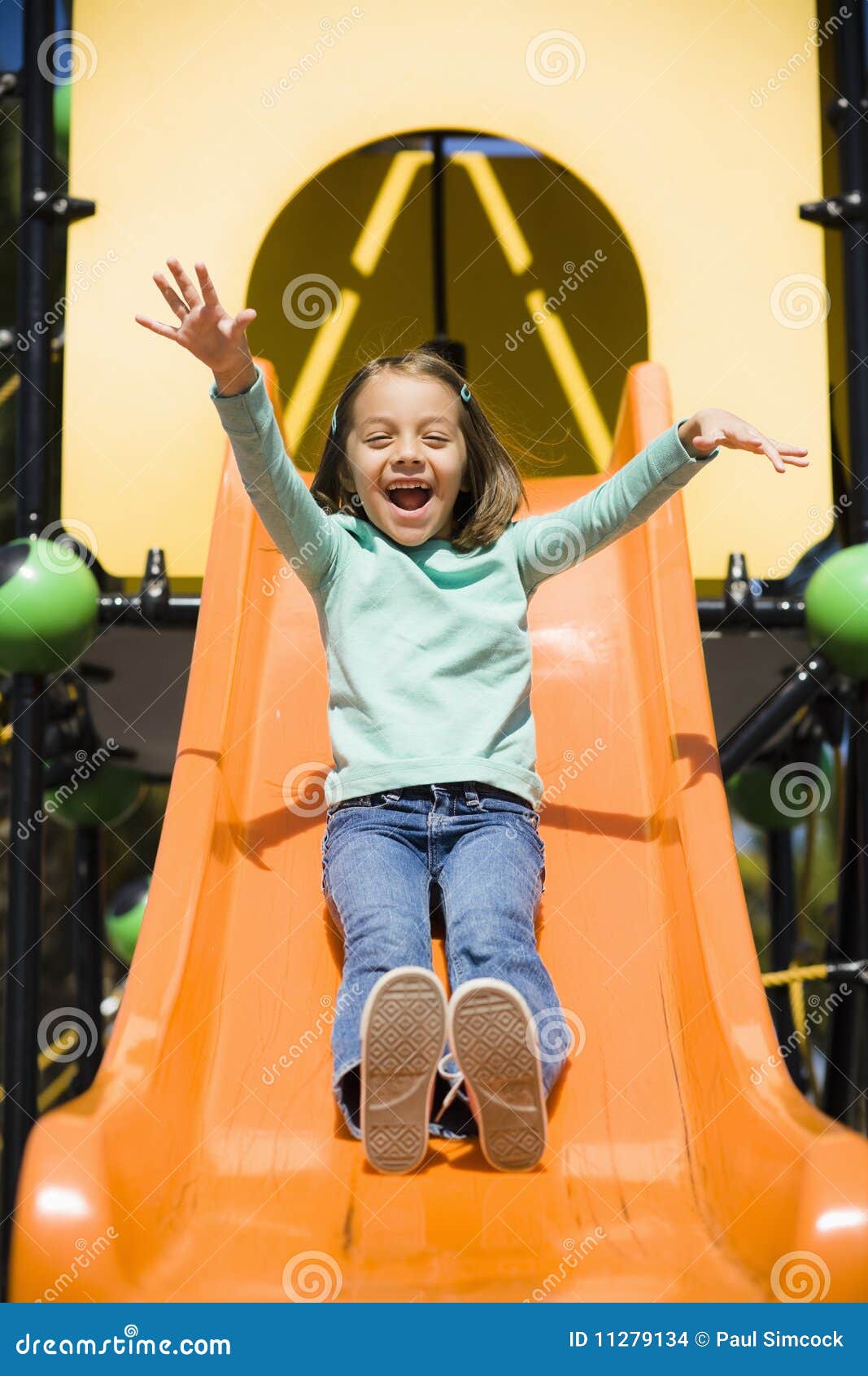 Girl on Slide stock photo. Image of people, hispanic - 11279134