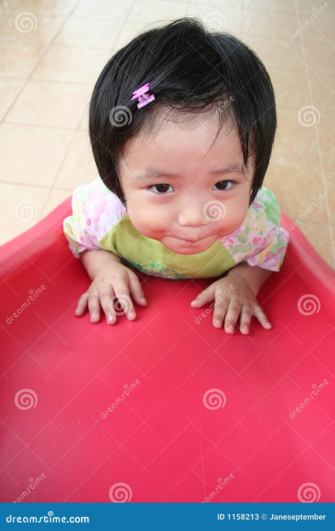 Girl on the slide stock image. Image of slide, play, playground - 1158213