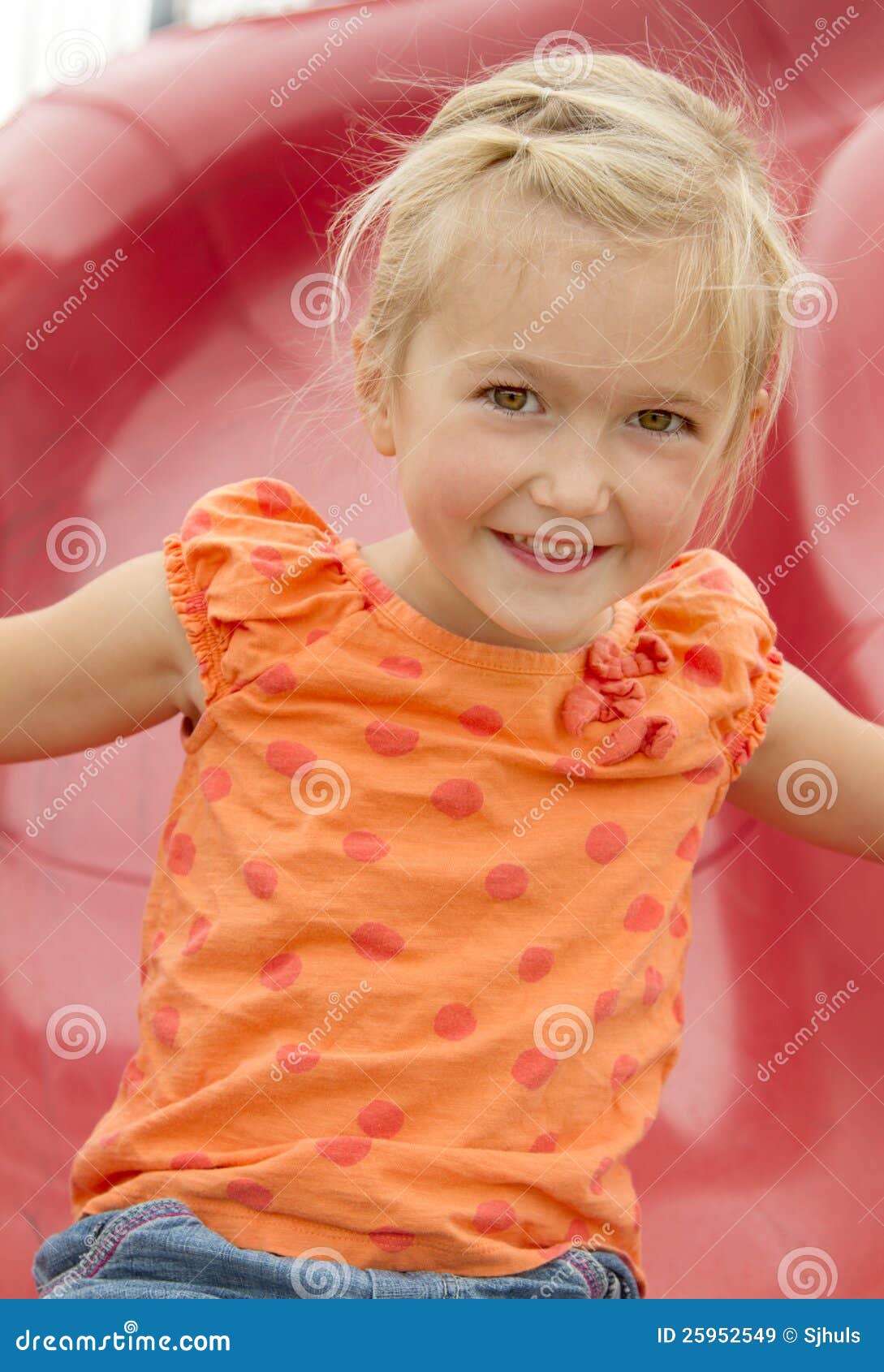 Girl on slide stock image. Image of hair, outside, enjoyment - 25952549