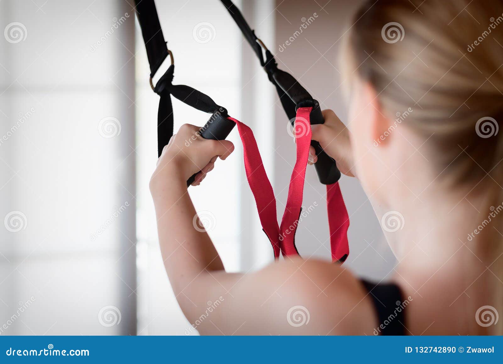 Girl in sling training stock photo. Image of fitness - 132742890