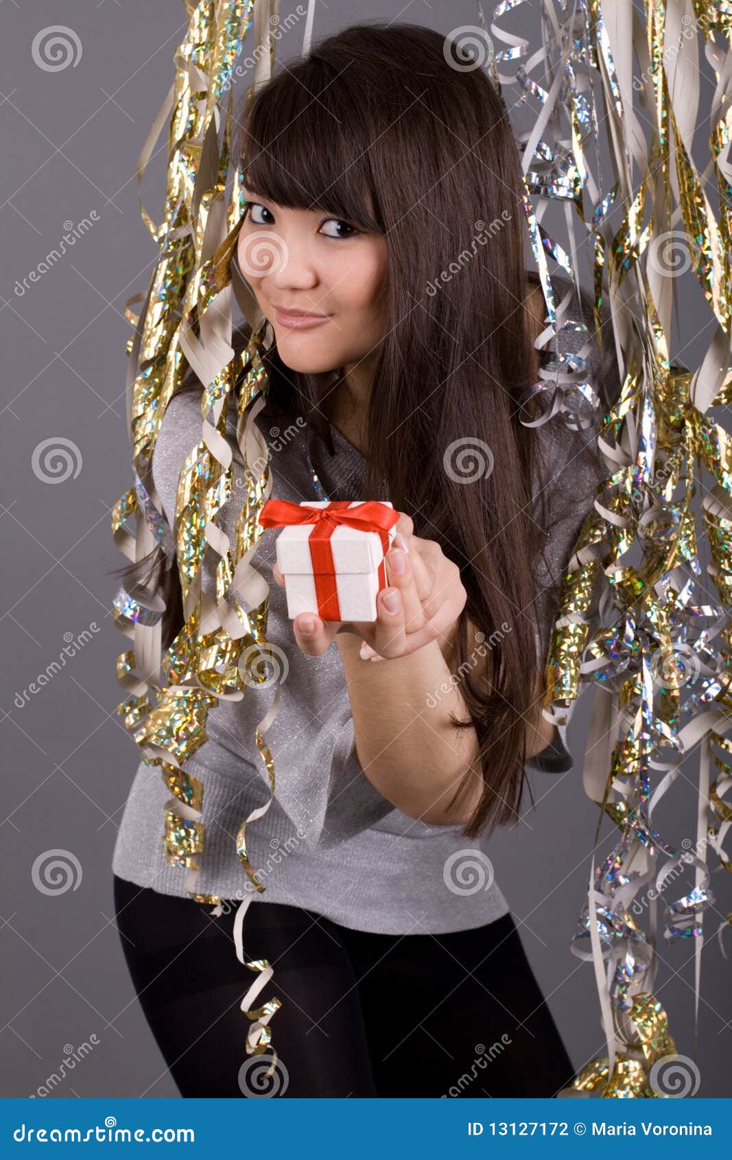 Girl with small box stock photo. Image of hand, festive - 13127172