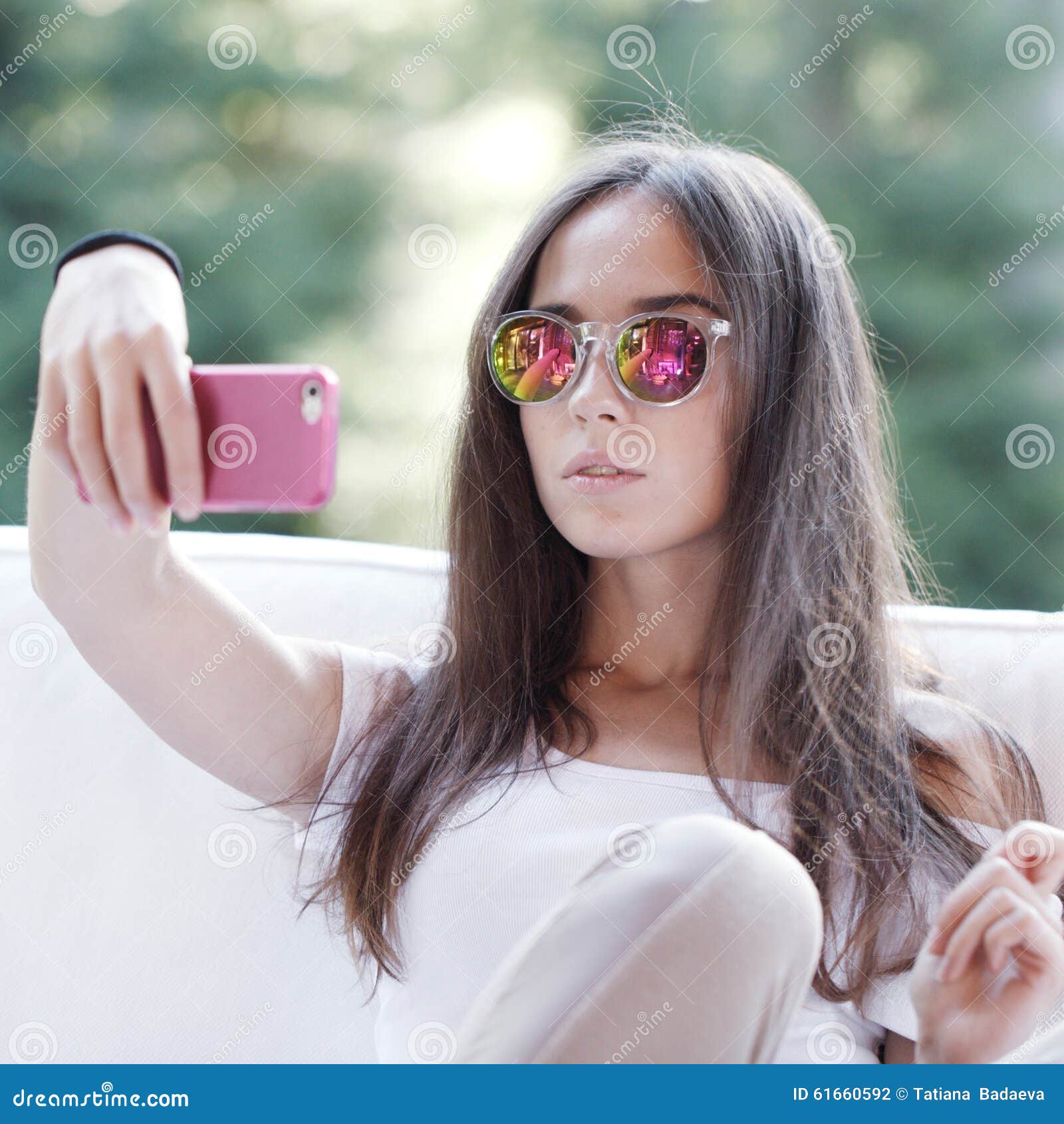 Girl with smartphone stock photo. Image of beautiful - 61660592