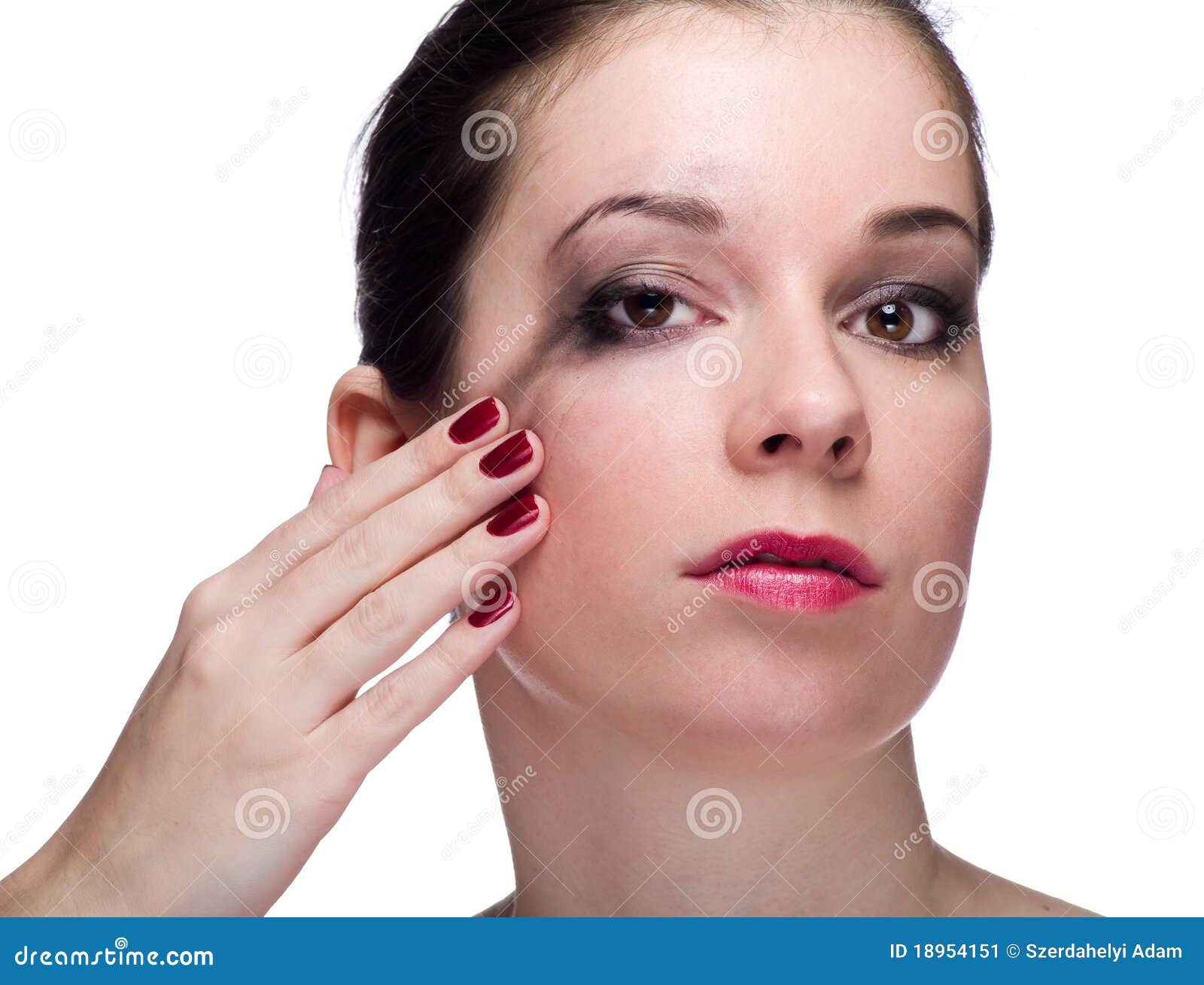 Girl with smeared makeup stock image. Image of crown - 18954151