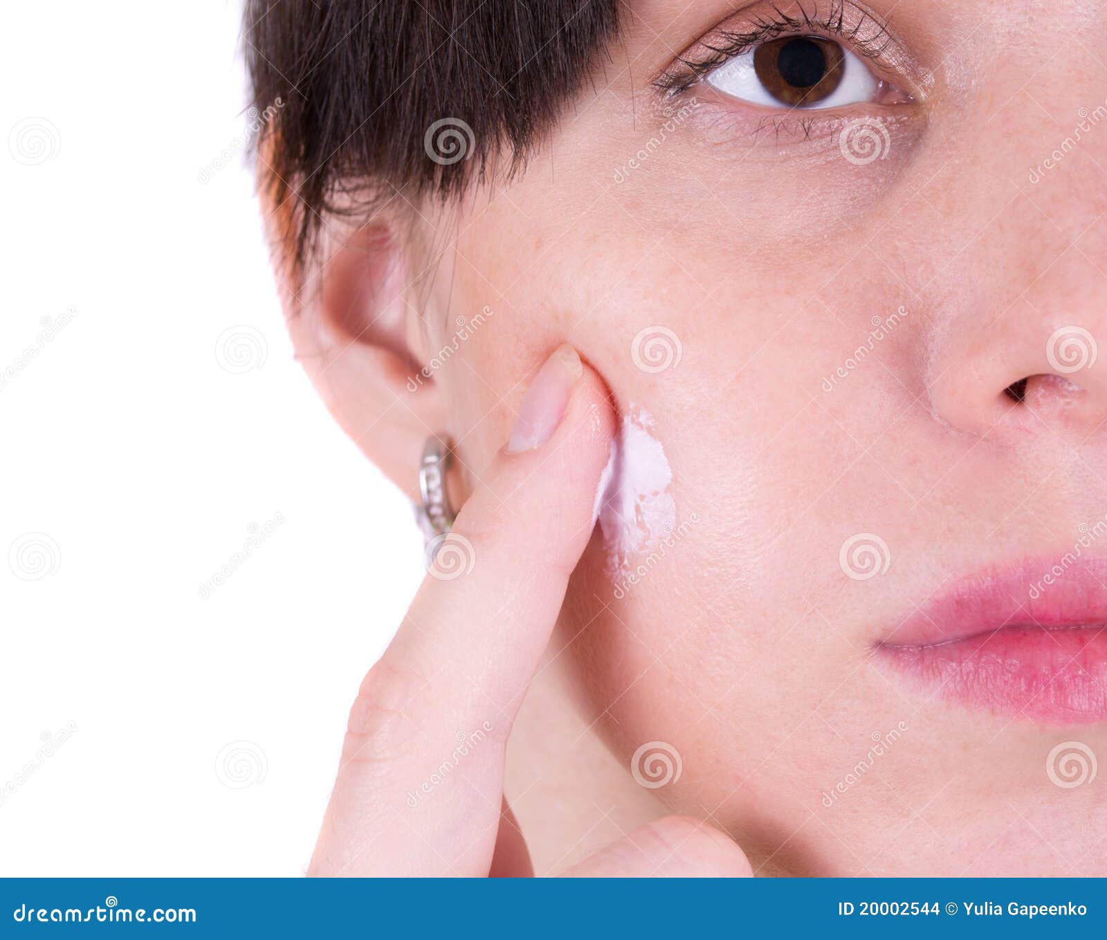 The Girl Smears Face with a Cream Stock Photo - Image of closeup ...