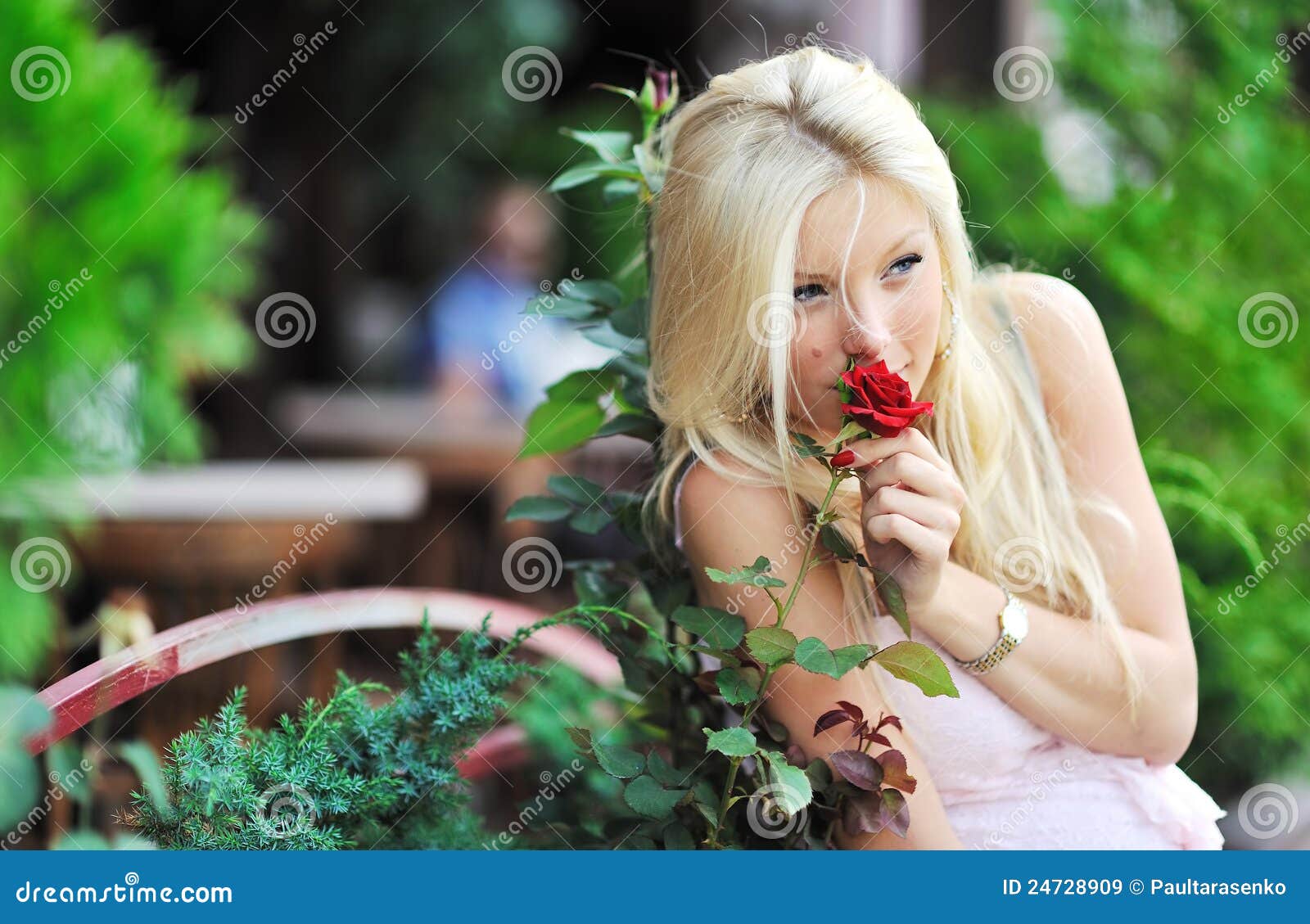 Girl smelling a rose stock image. Image of young, nature - 24728909