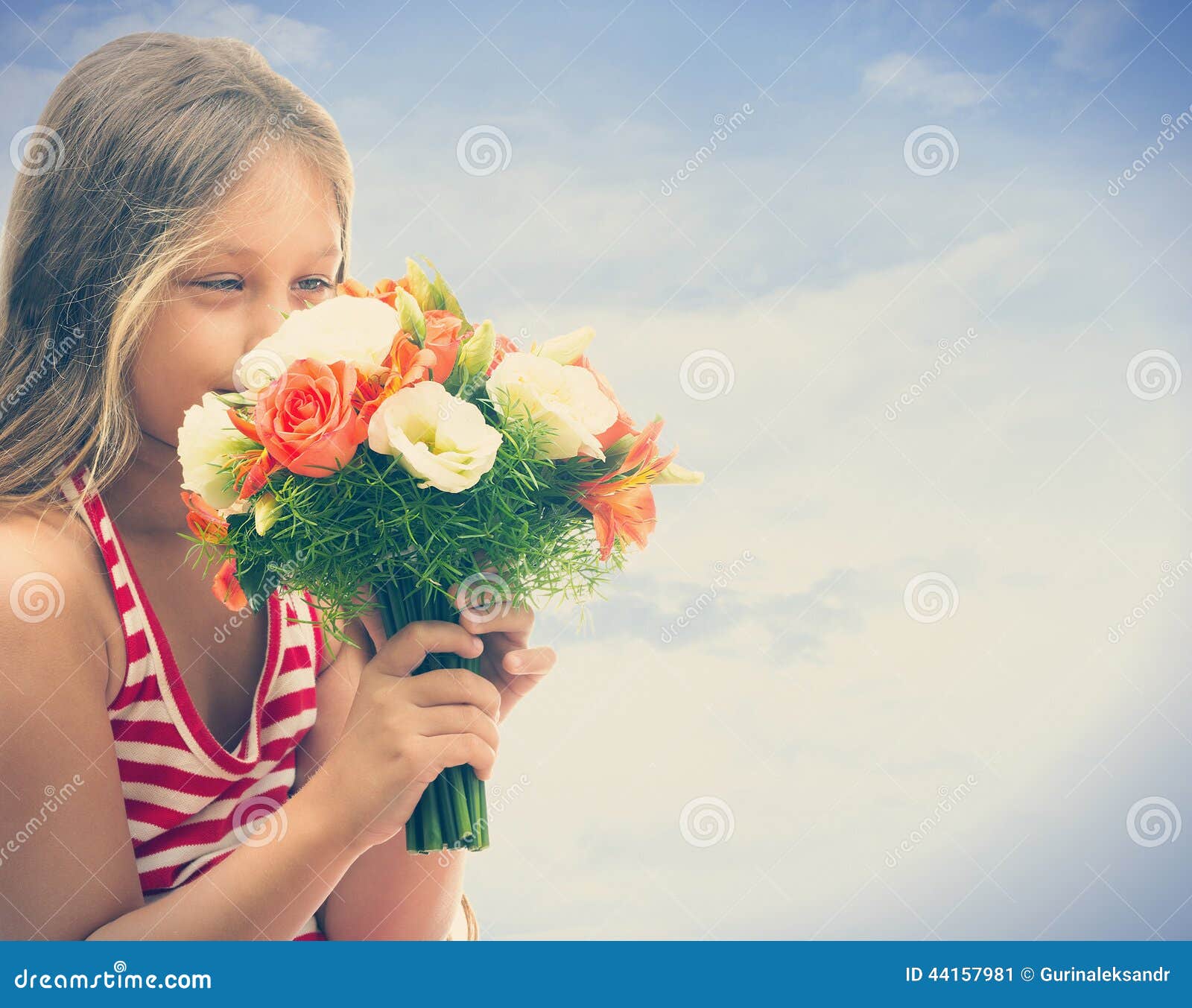 Girl smelling roses stock image. Image of instagram, roses - 44157981