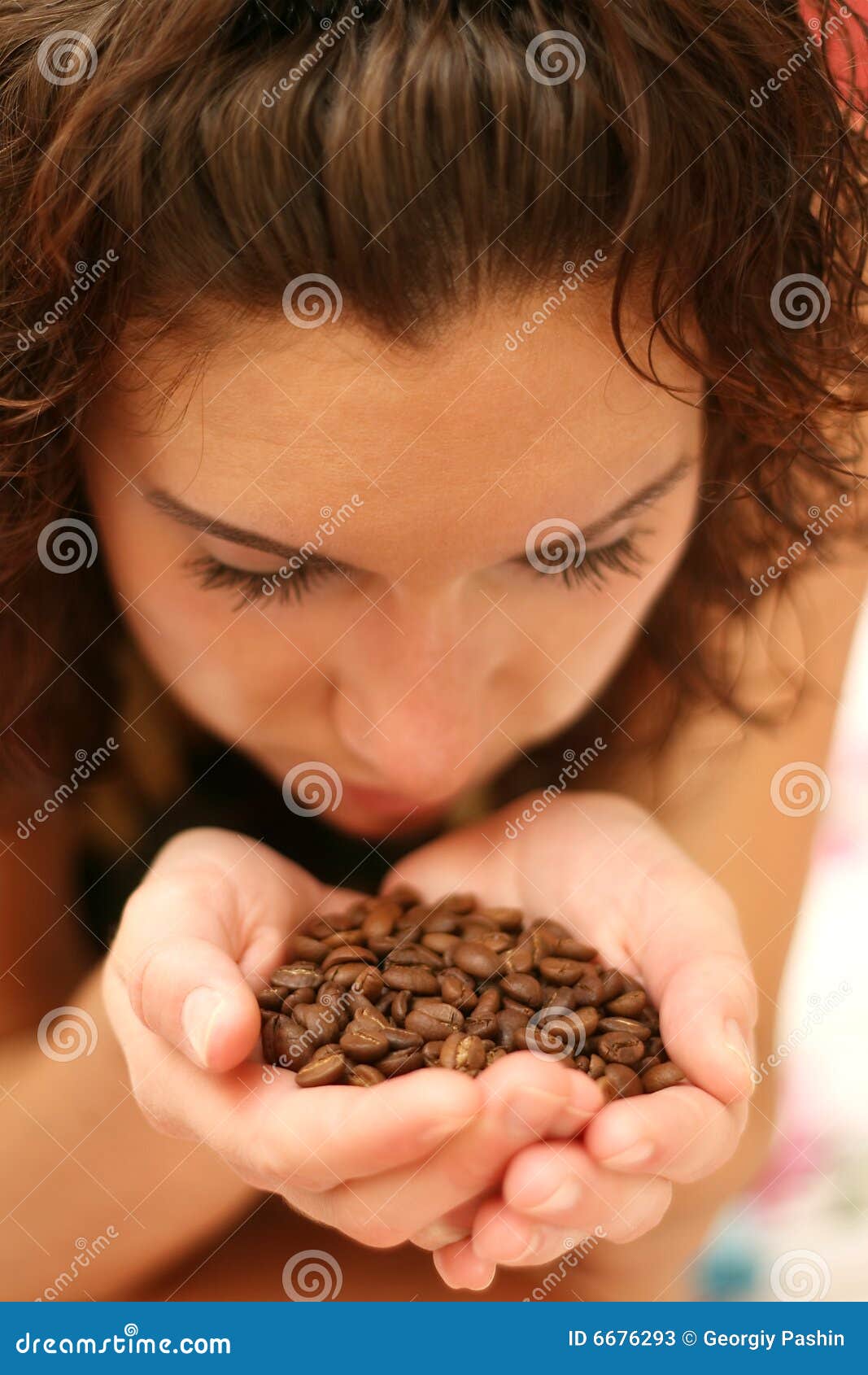 Girl Smells Aroma of Coffee Stock Image - Image of holding, aroma: 6676293