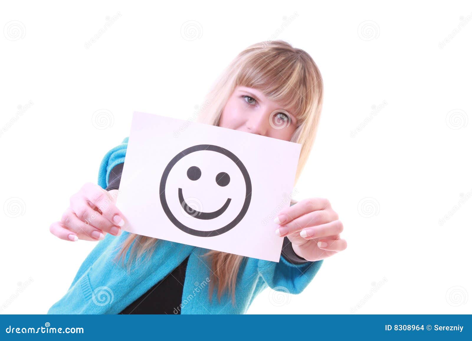 Girl with smile in hands stock photo. Image of gladness - 8308964
