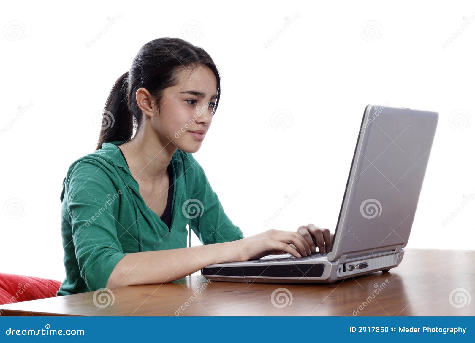 Girl, Smile on Laptop, Typing Stock Photo - Image of female, online ...