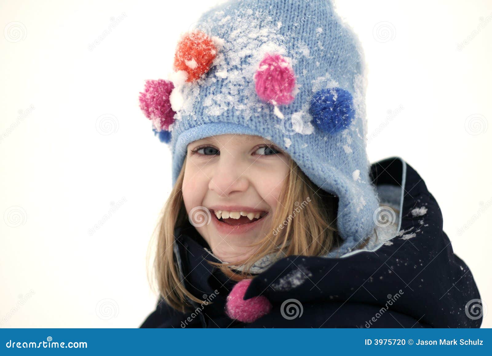Girl smile in snow stock photo. Image of eyes, face, balls - 3975720