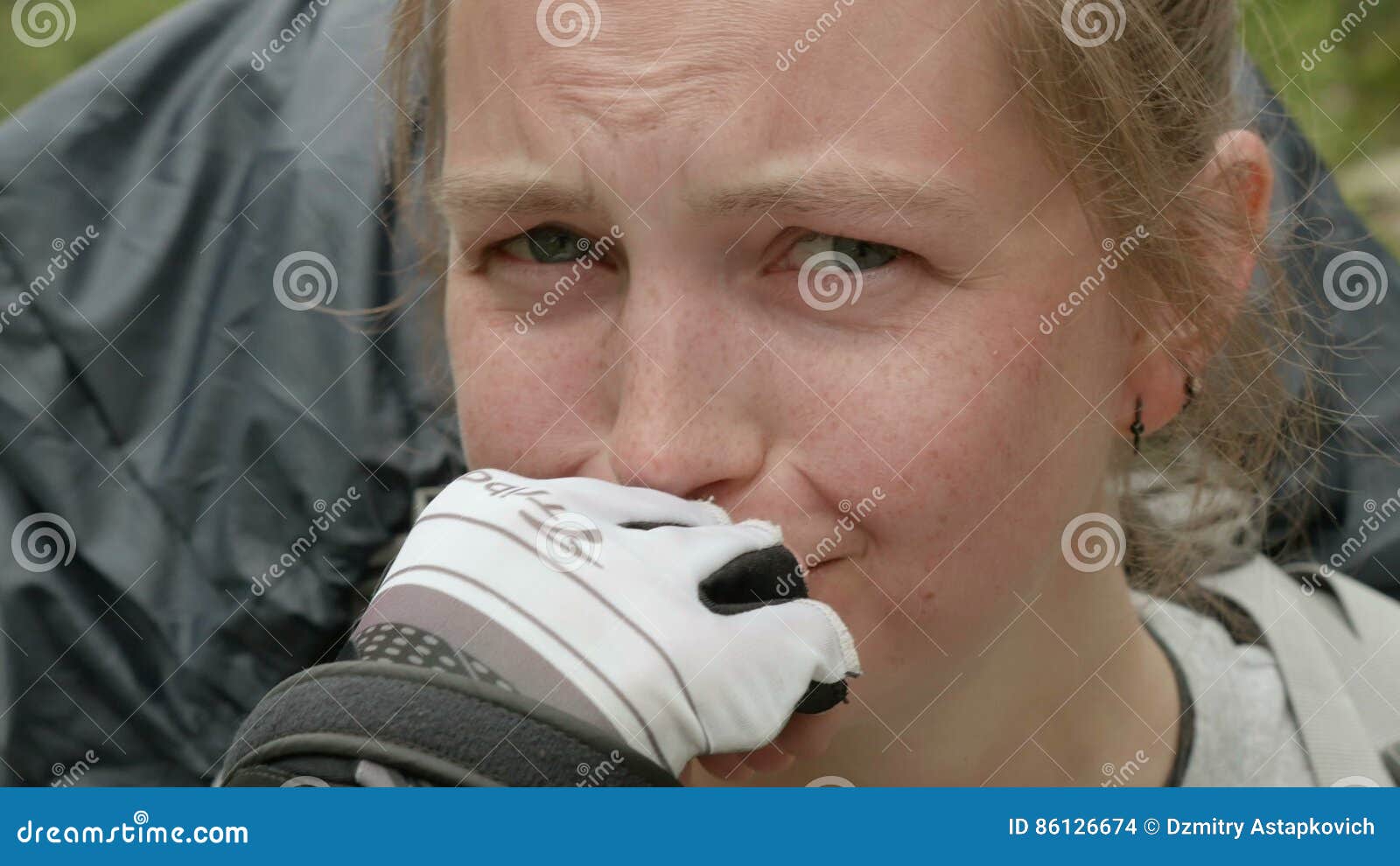 Girl Smiles and Cries after Cracked Lips Stock Footage - Video of ...