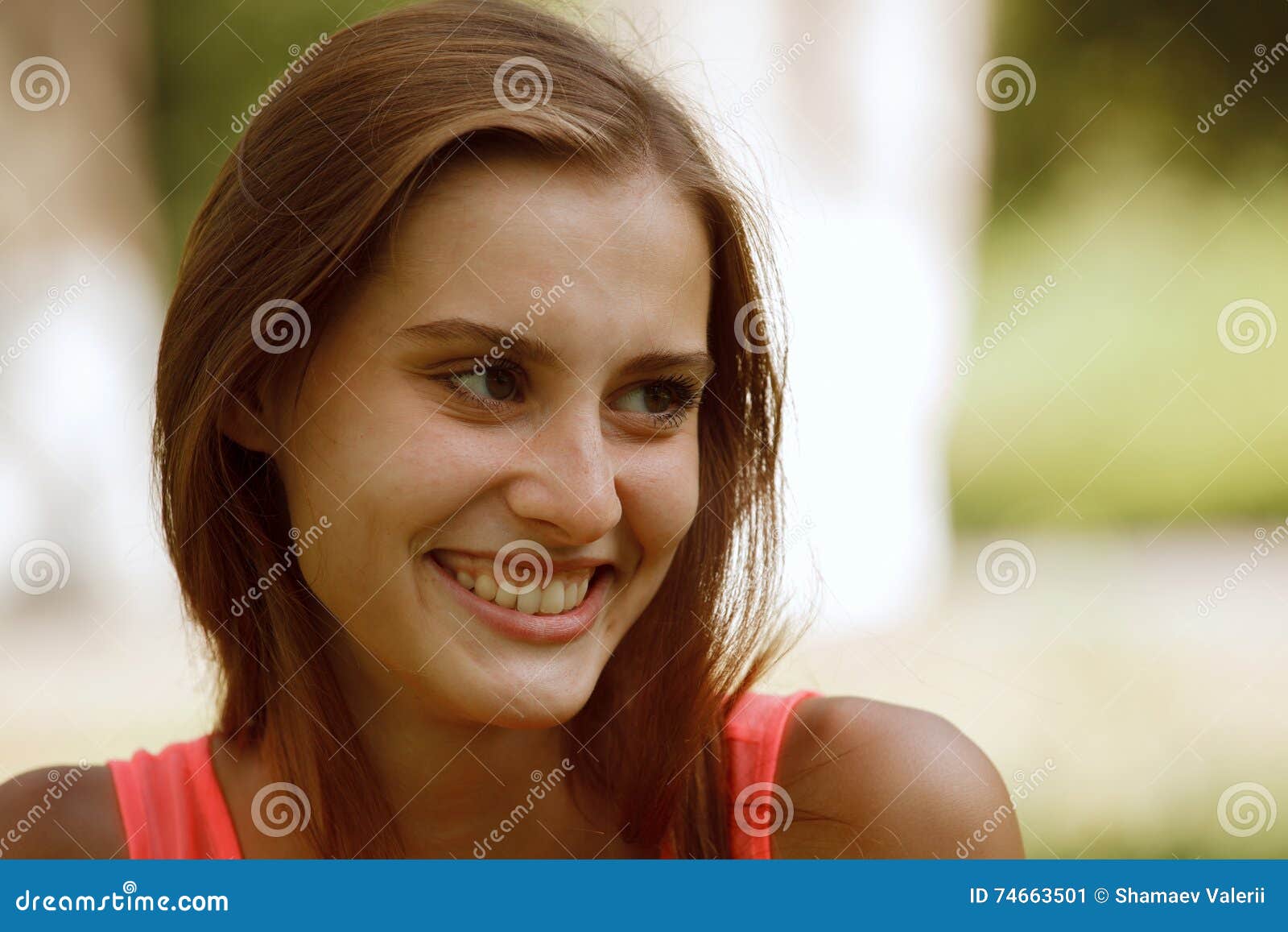 The Girl Smiles Showing Teeth Stock Image - Image of edge, eyes: 74663501