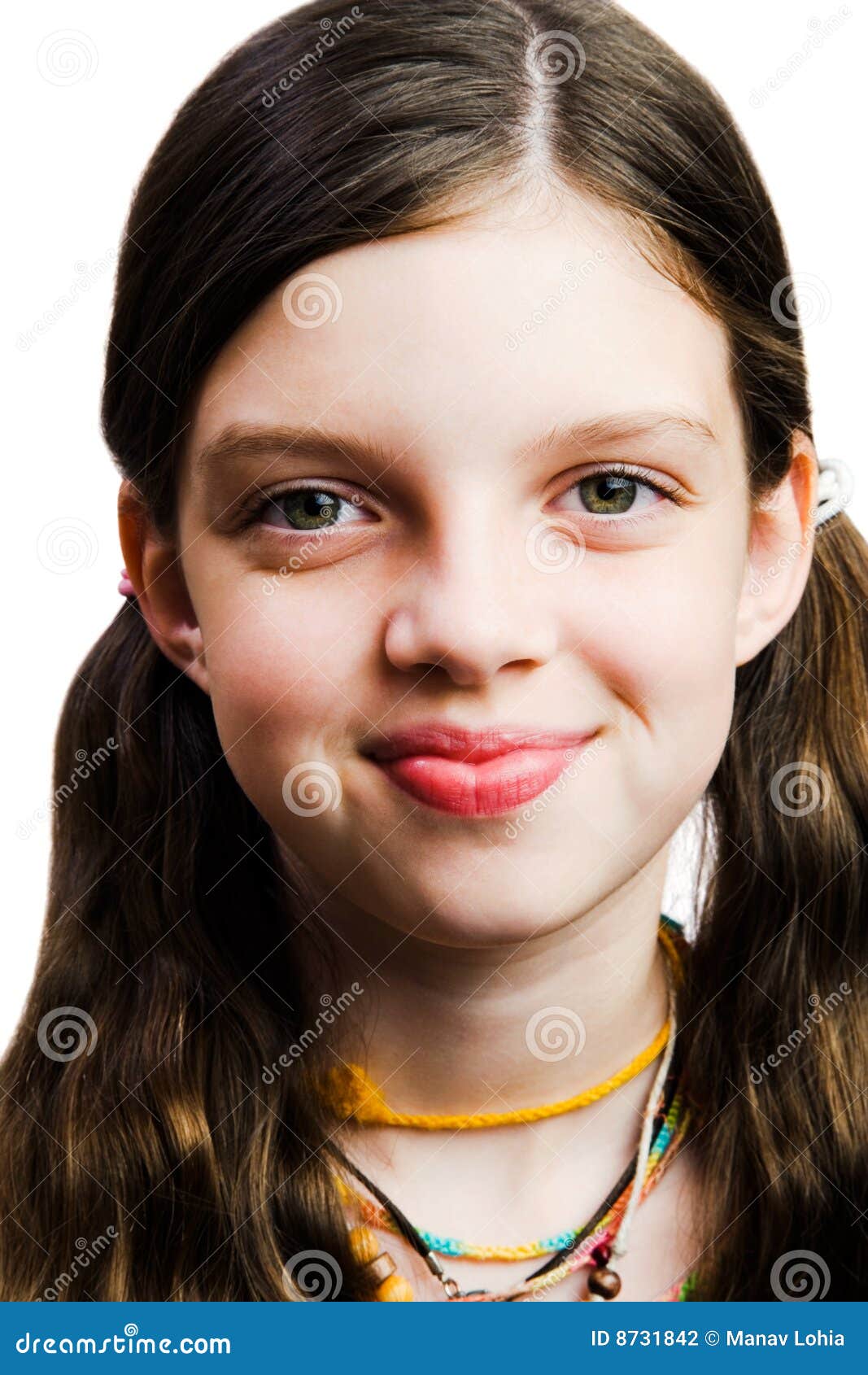 Girl Smiling stock photo. Image of necklace, isolated - 8731842