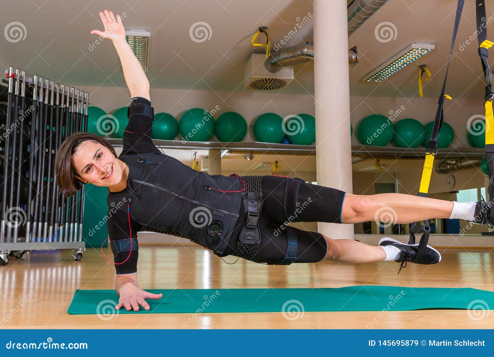 Girl Smiling during Exercise Stock Image - Image of sports, support ...