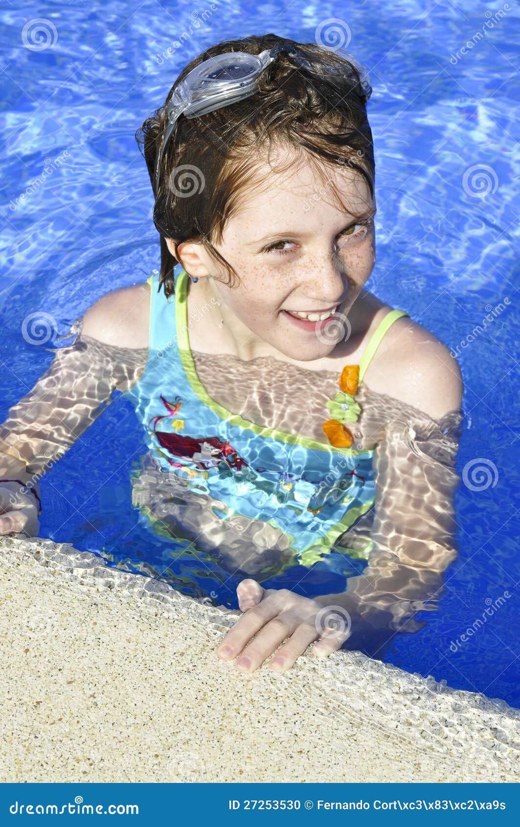 Girl Smiling and Happy in the Pool in Summer Stock Photo - Image of ...