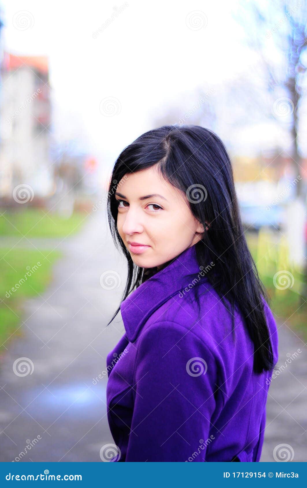 Girl smiling looking back stock photo. Image of autumn - 17129154
