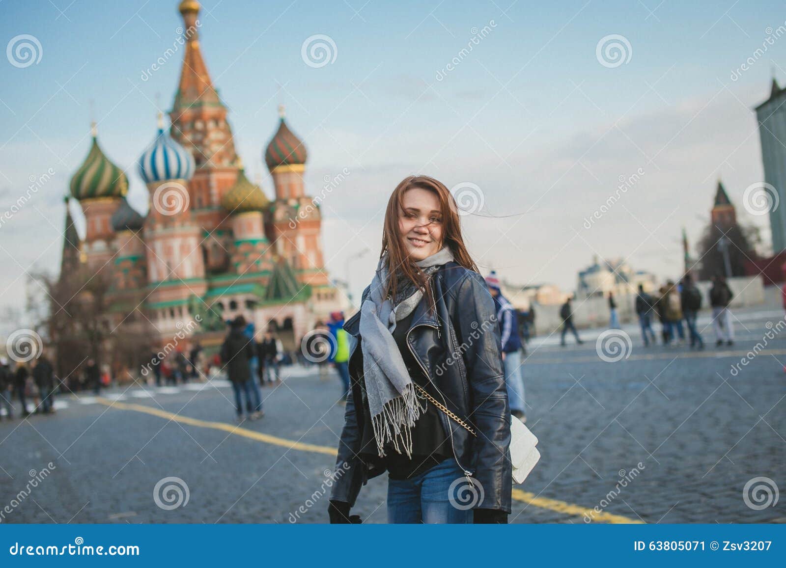 The Girl is Smiling on the Red Square in Moscow Stock Image - Image of ...