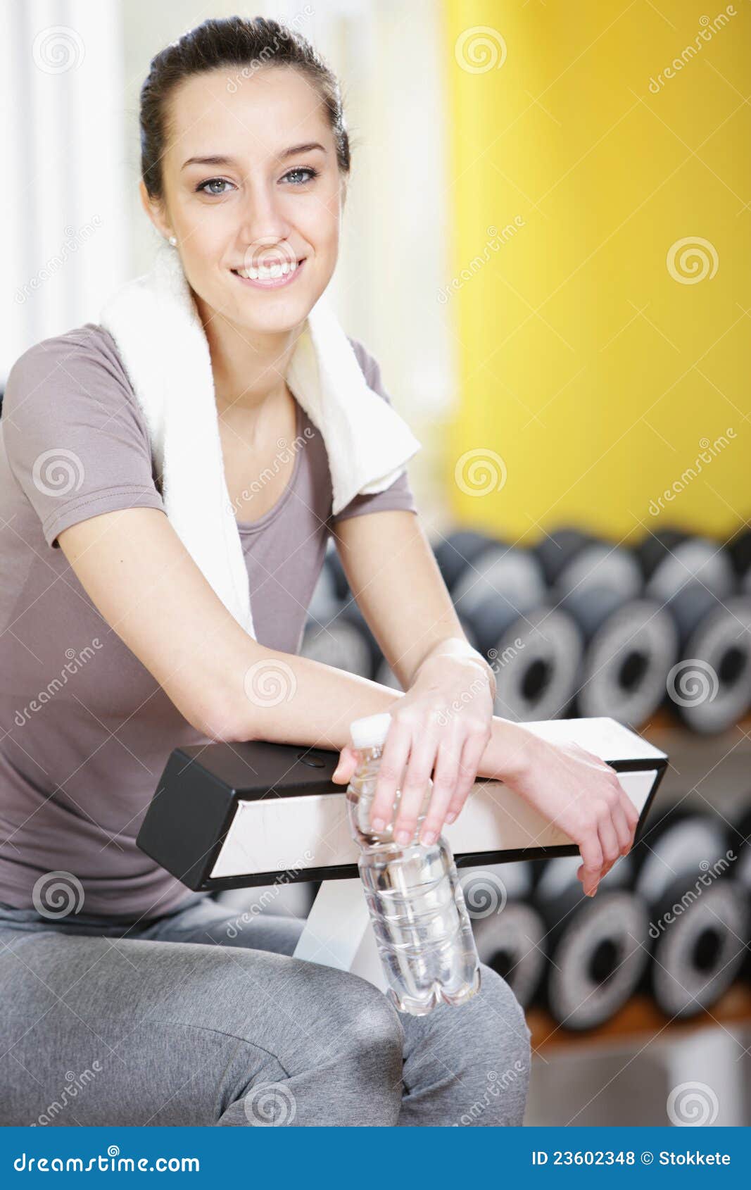 Girl is Smiling and Resting in a Gym. Stock Photo - Image of pursuit ...