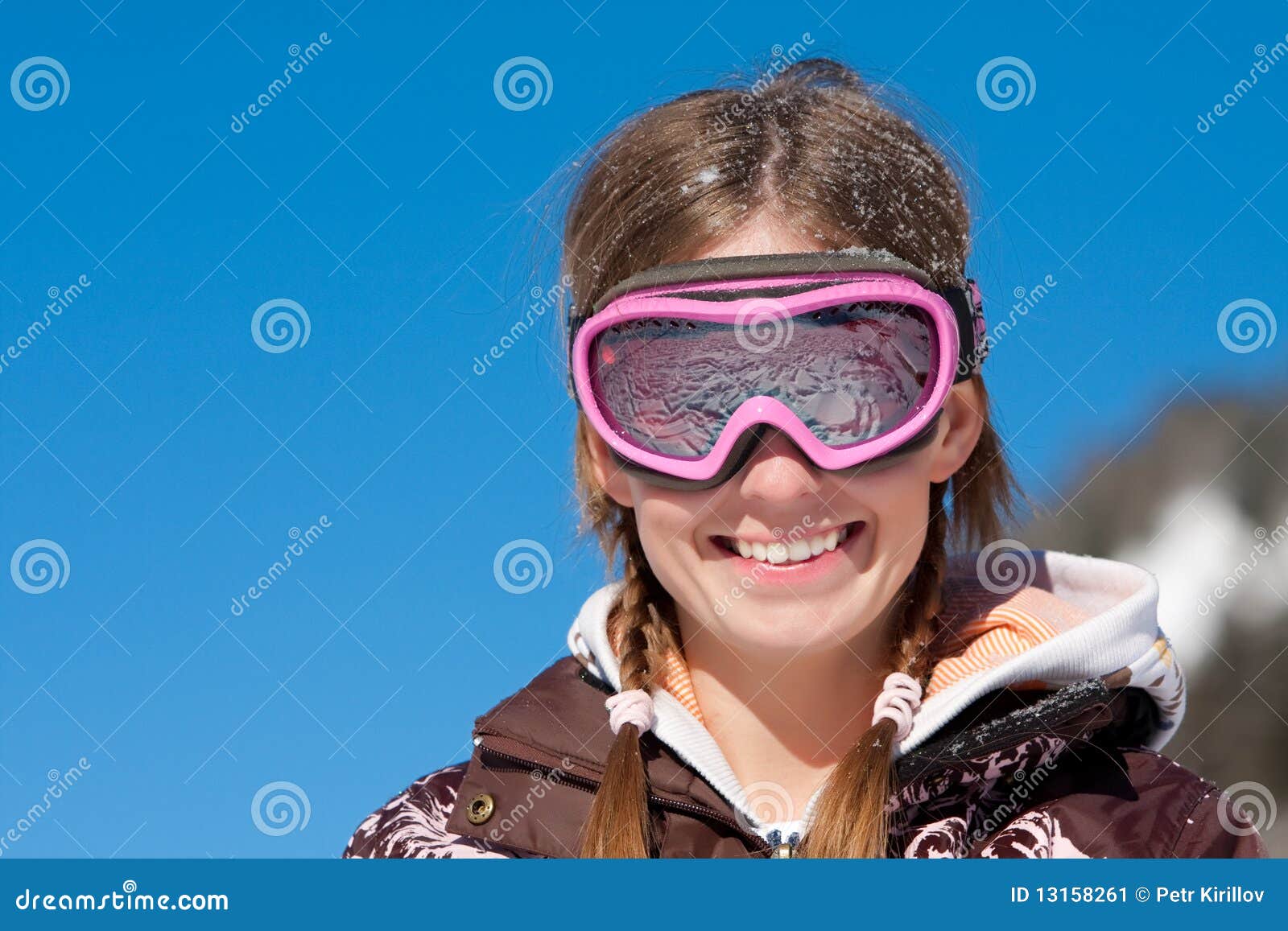 Girl smiling with ski mask stock image. Image of skier - 13158261