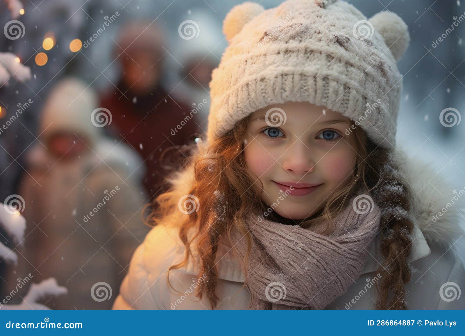 Girl Smiling and Standing in Snow. AI Generated Stock Illustration ...