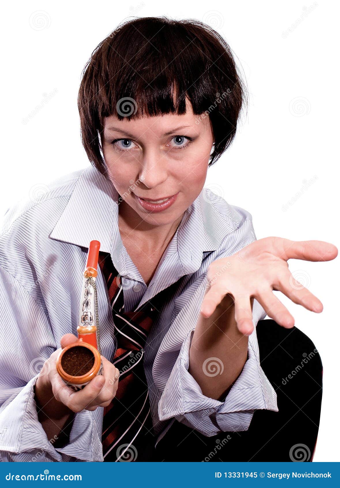 Girl With A Pipe Near Her Nose Royalty-Free Stock Photo | CartoonDealer ...