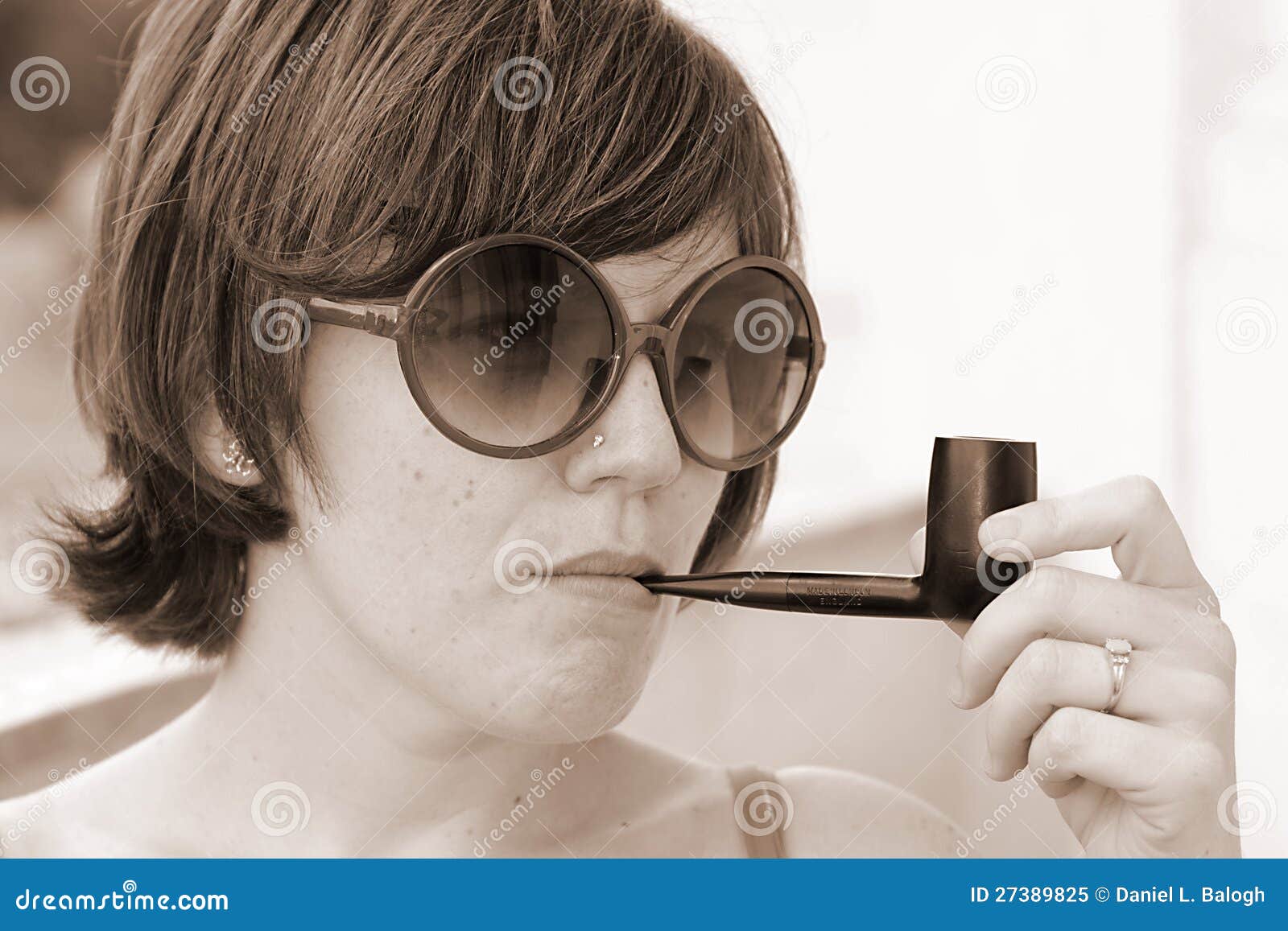 Girl Smoking Pipe stock image. Image of nice, shades - 27389825