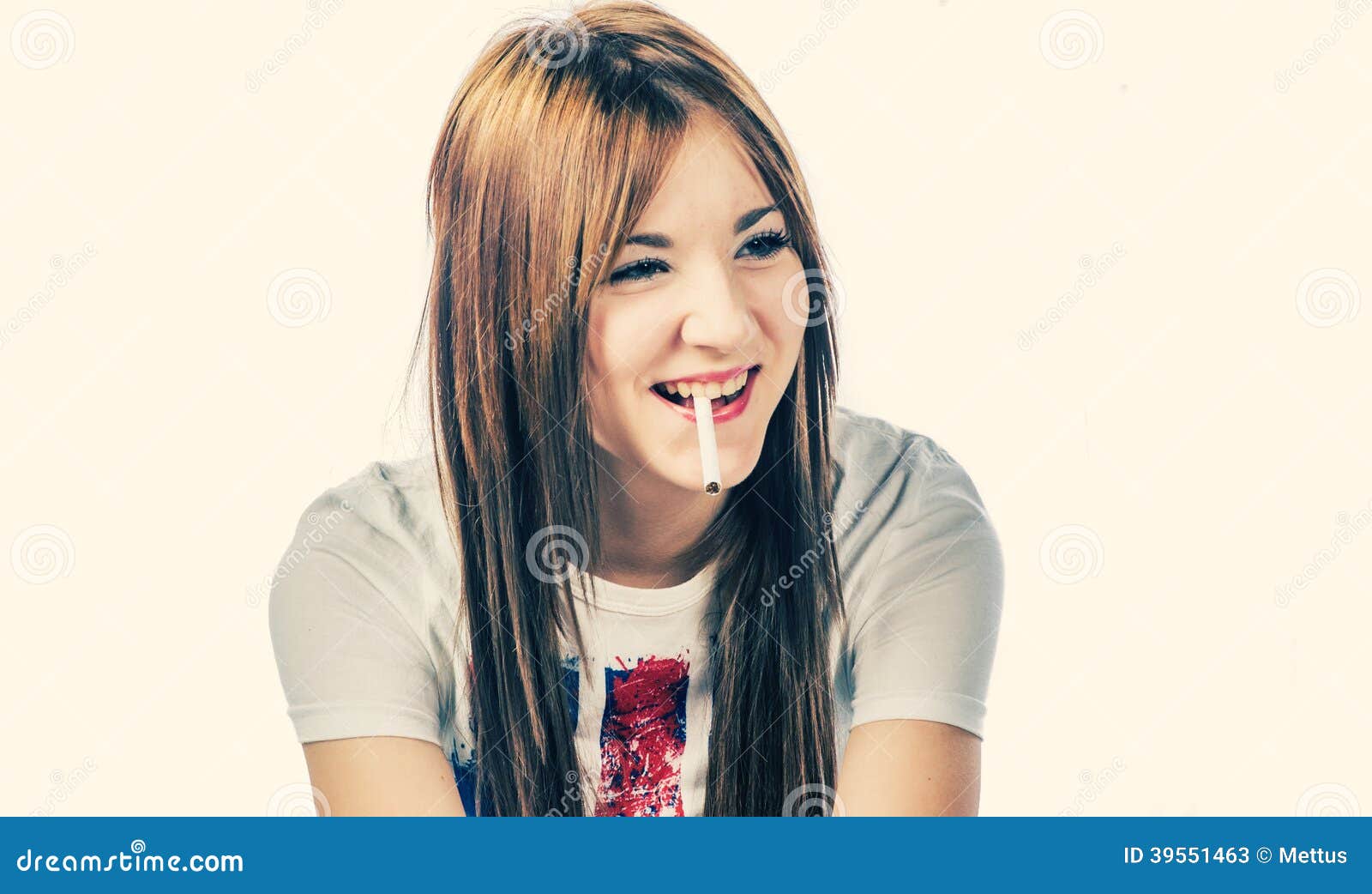 Girl smoking and smiling stock image. Image of girl, colourization ...