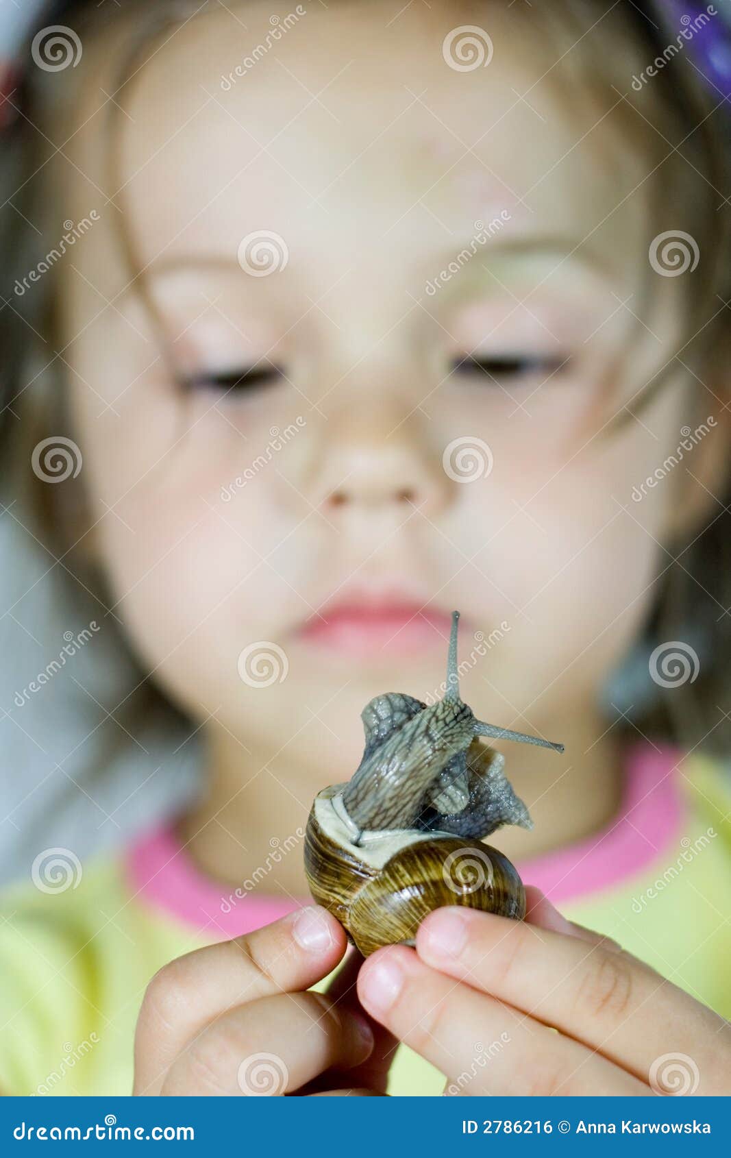 Girl and snail stock photo. Image of expressive, child - 2786216