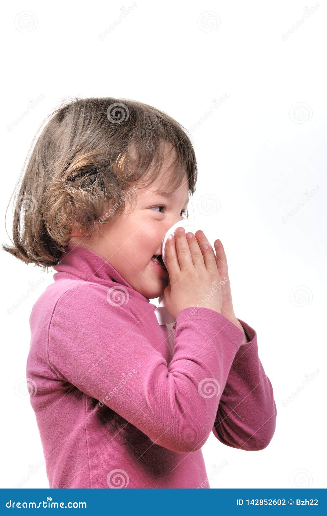 A Girl sneezing stock photo. Image of sneezing, nose - 142852602