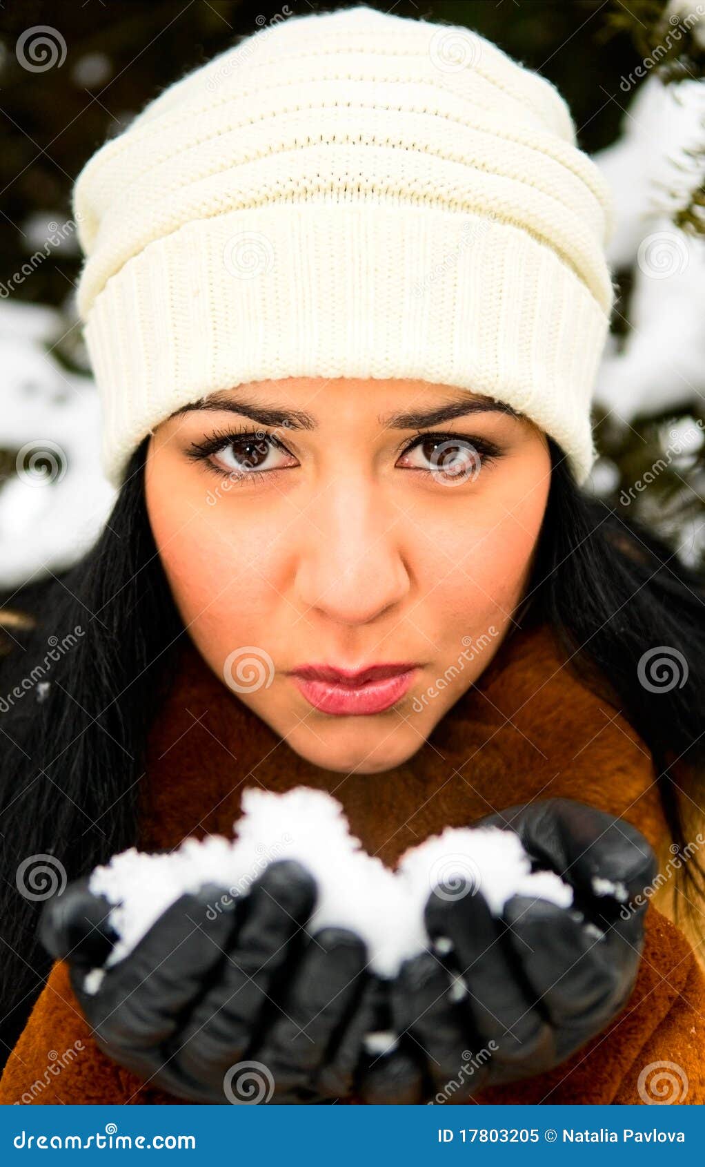 Girl and snow stock image. Image of park, winter, cold - 17803205