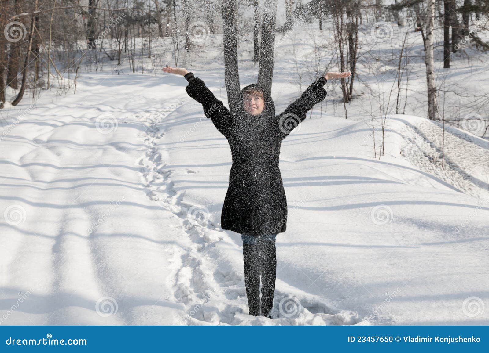 The girl in a snow stock photo. Image of cold, winter - 23457650