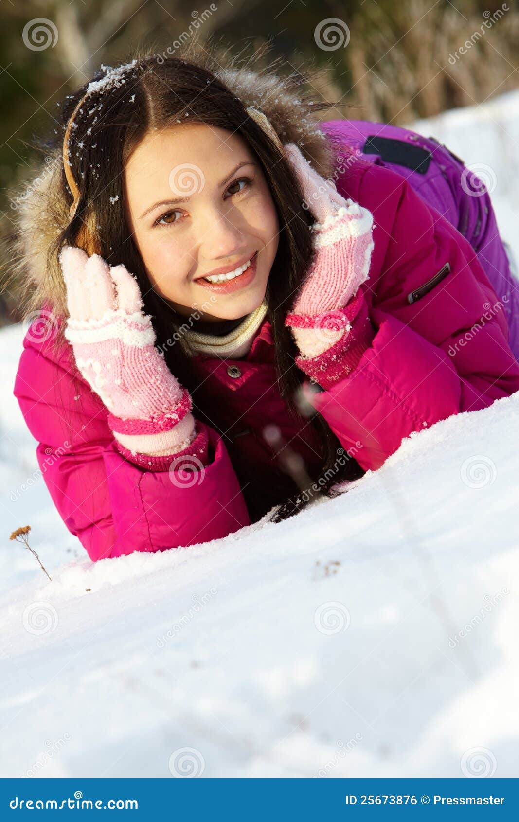 Girl on snow stock photo. Image of girl, december, caucasian - 25673876