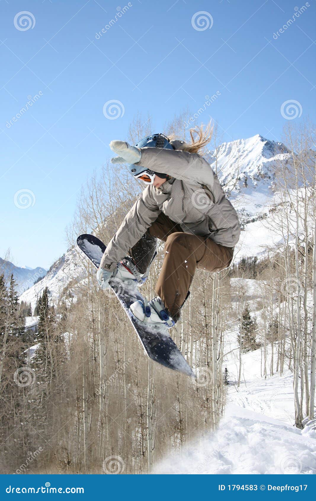 Girl Snow Boarder Hits Jump Stock Image - Image of freezing, fresh: 1794583
