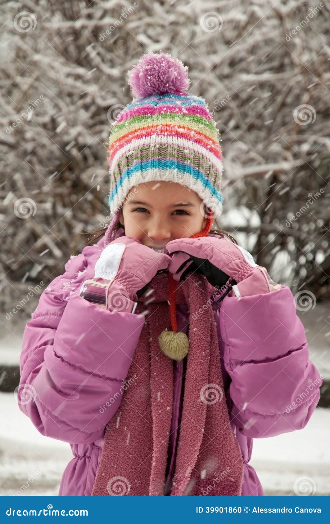 Girl in the snow stock photo. Image of winter, vertical - 39901860