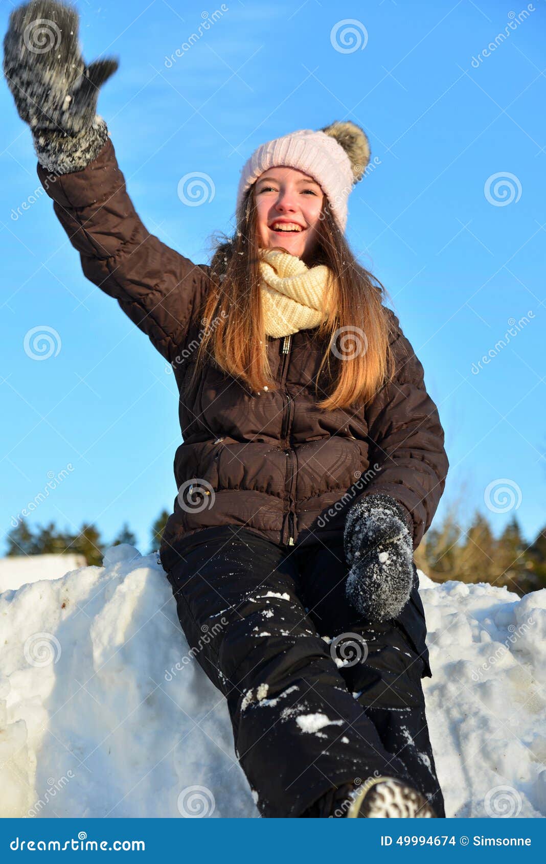 Girl in snow winter stock photo. Image of holiday, attracted - 49994674