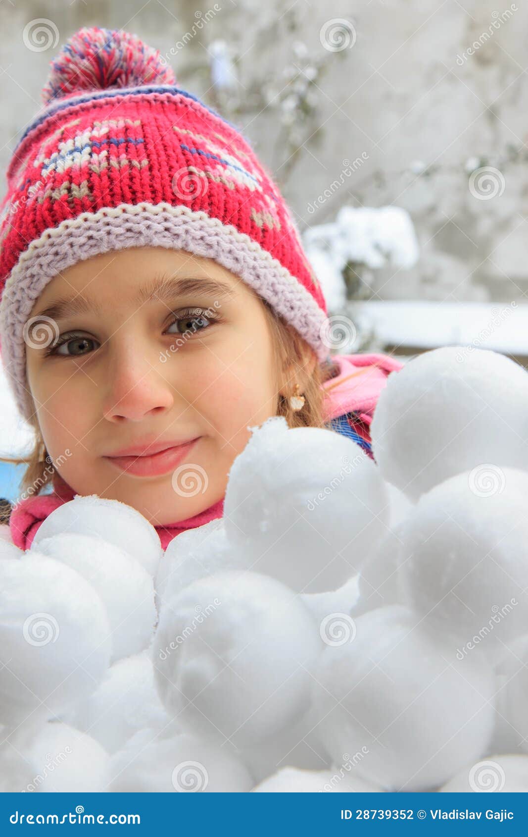 Girl with snowballs stock photo. Image of nose, caucasian - 28739352