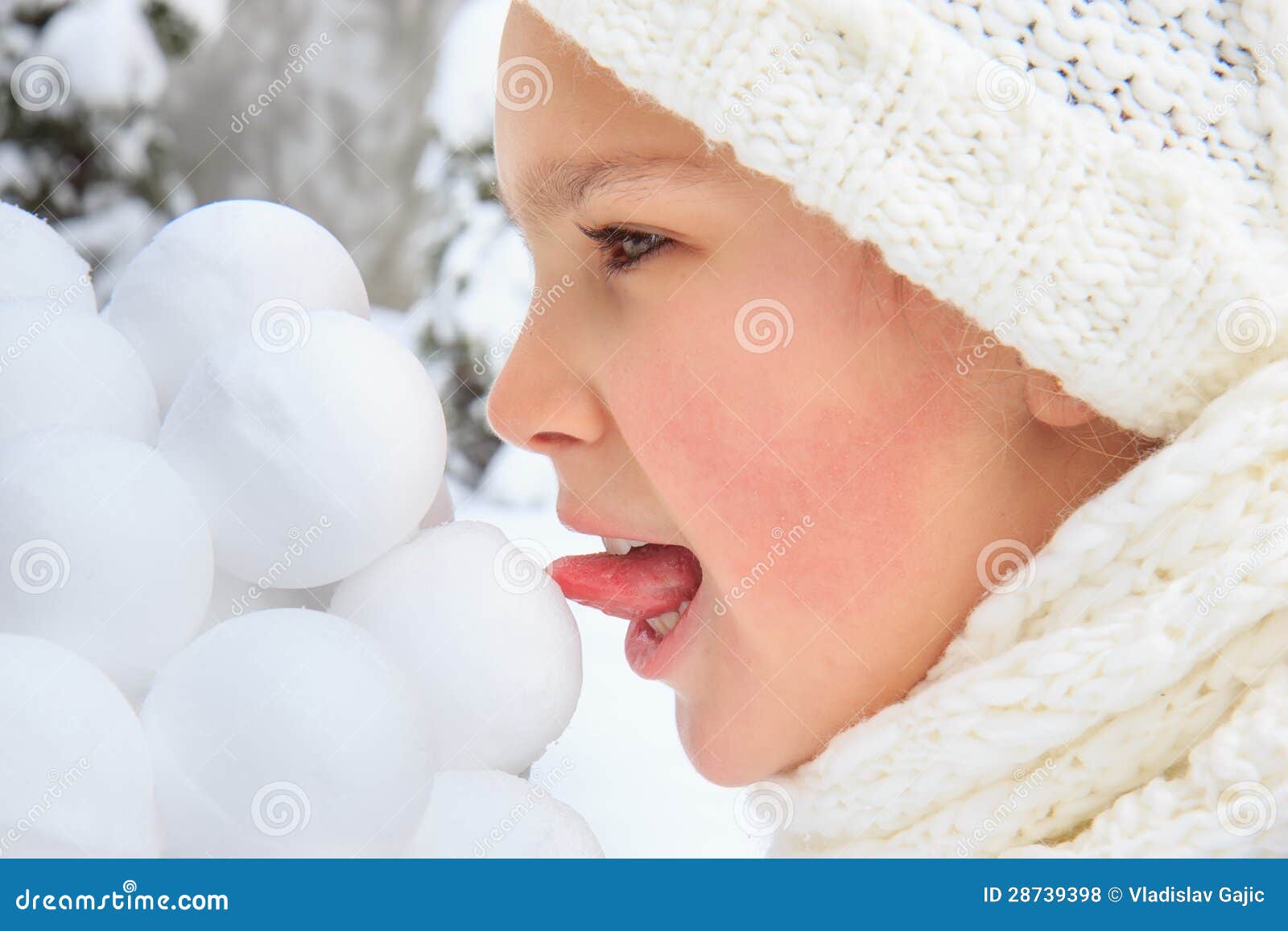 Girl with snowballs stock photo. Image of care, female - 28739398