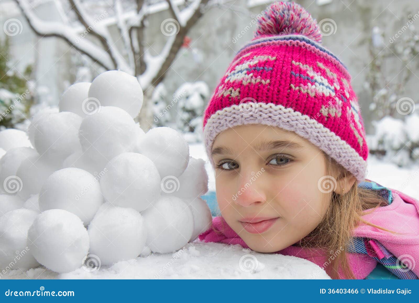 Girl with snowballs stock photo. Image of fashion, model - 36403466