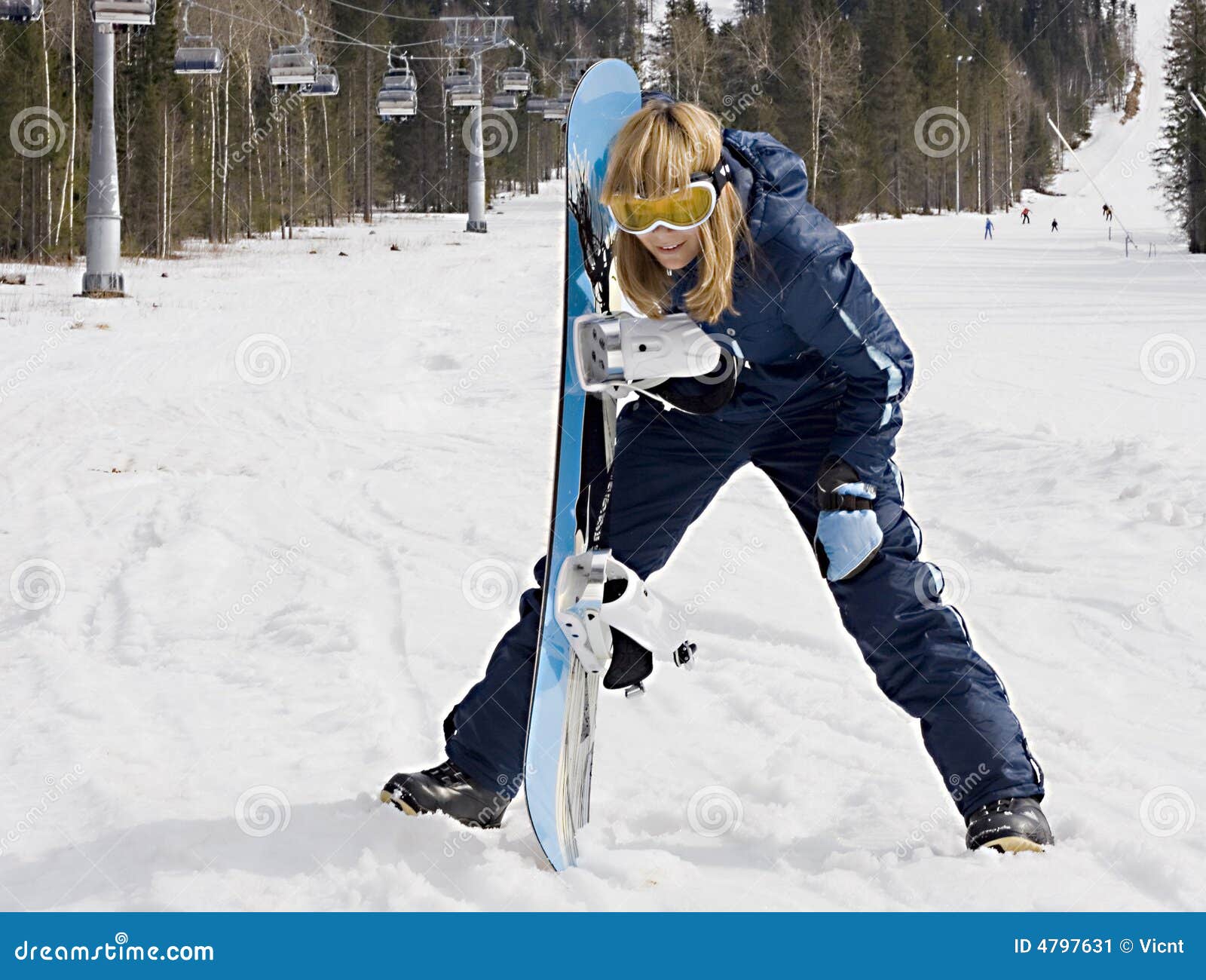 Girl snowboarder stock image. Image of young, downhill - 4797631