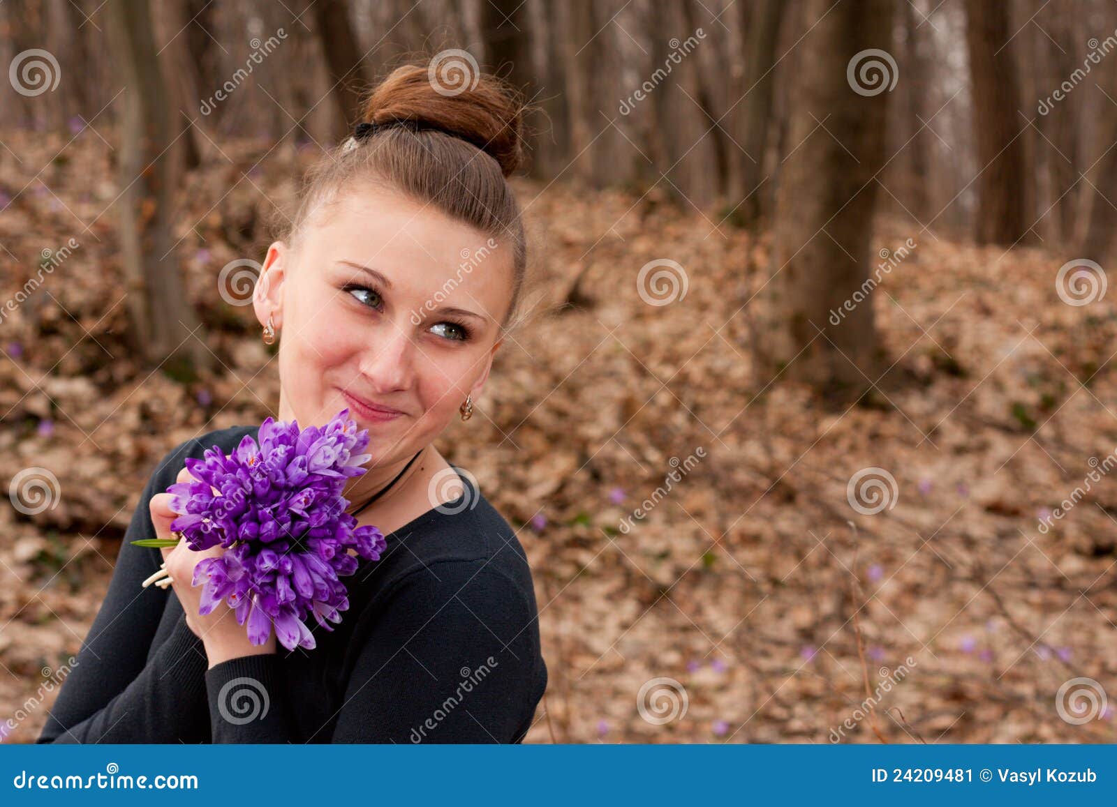 Girl with snowdrops stock image. Image of cheerful, nature - 24209481