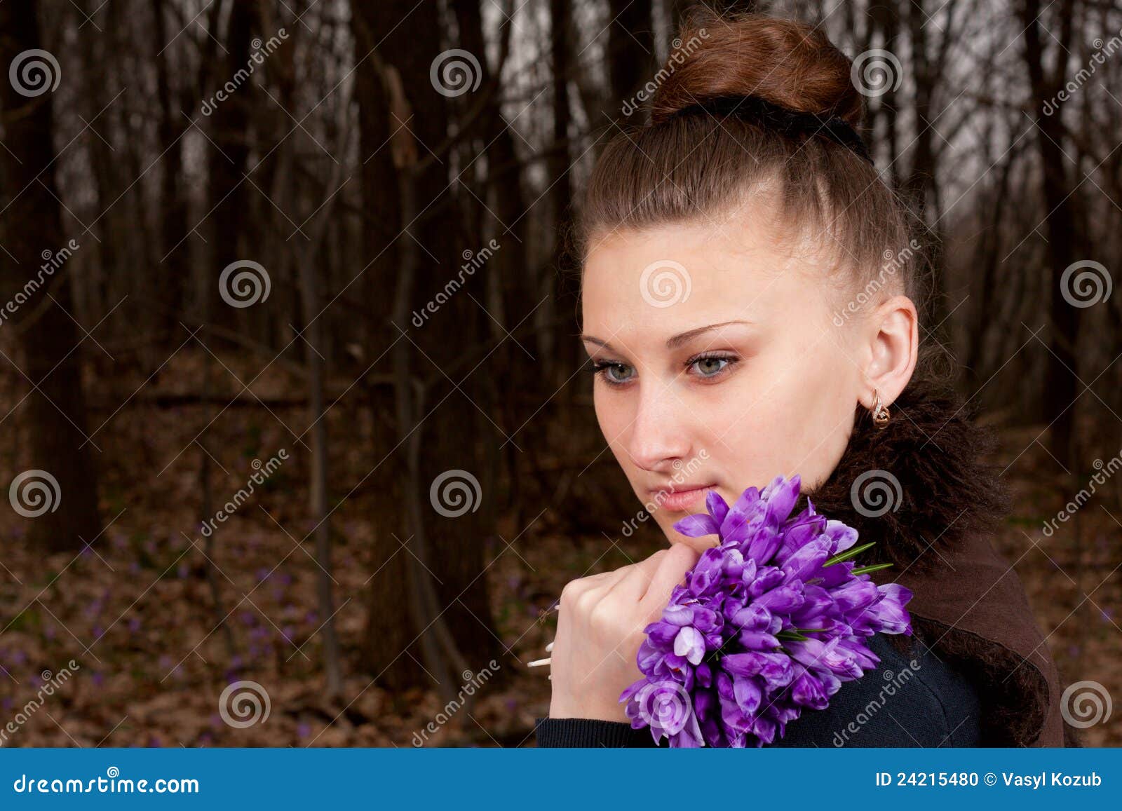 Girl with snowdrops stock photo. Image of relaxation - 24215480