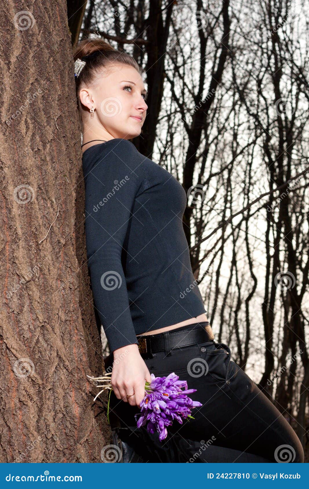 Girl with snowdrops stock photo. Image of attractive - 24227810