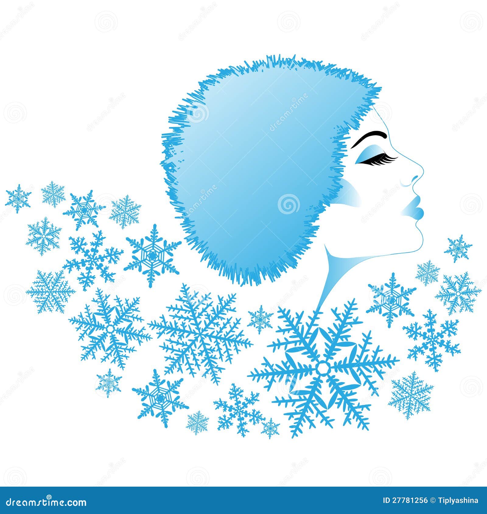 Girl and a snowflakes stock vector. Illustration of decoration - 27781256